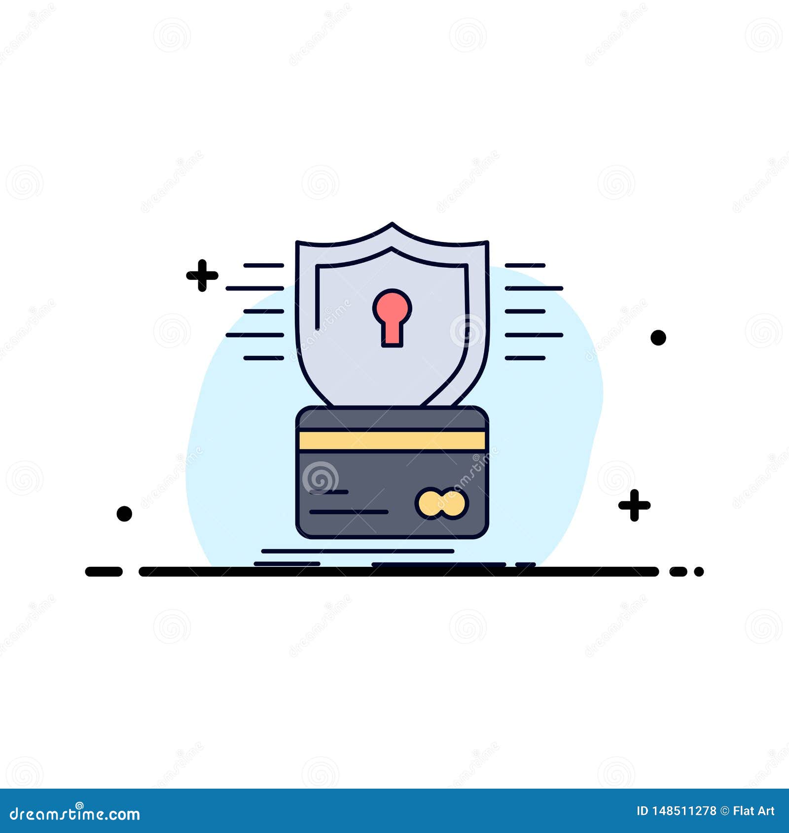 Security, Credit Card, Card, Hacking, Hack Flat Color Icon Vector Stock ...