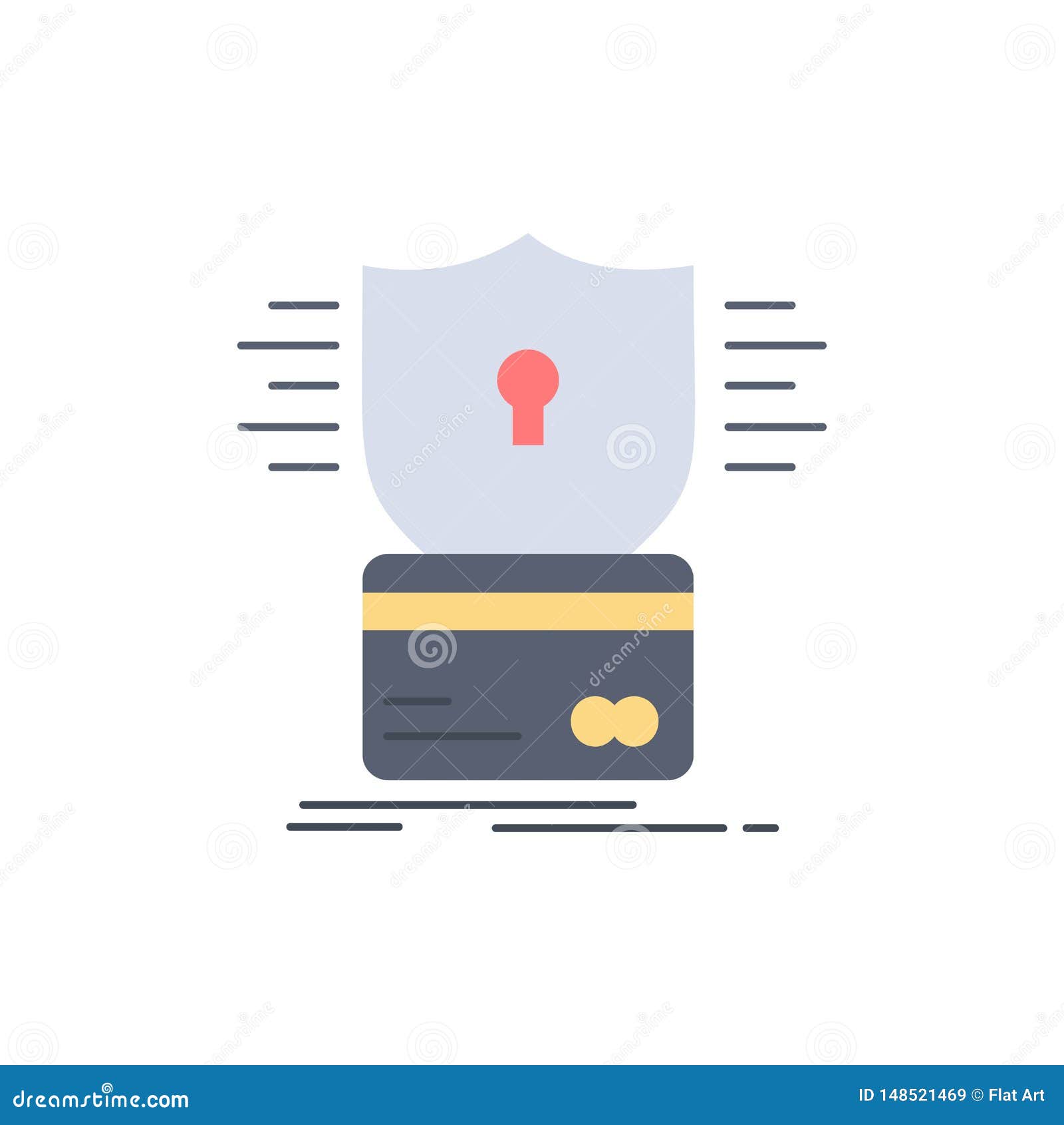 Security, Credit Card, Card, Hacking, Hack Flat Color Icon Vector Stock ...