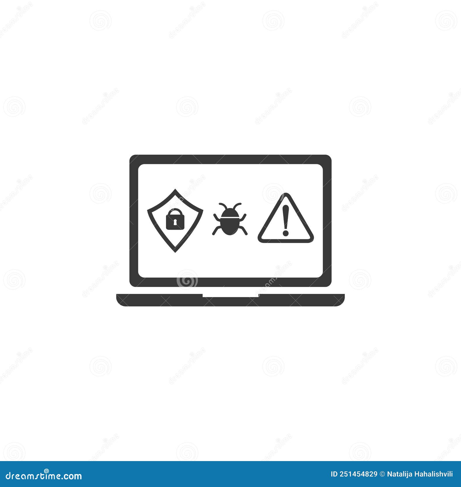 Security for Cyber Attack Icon, Spyware, Warning Malware, Virus on Pc ...