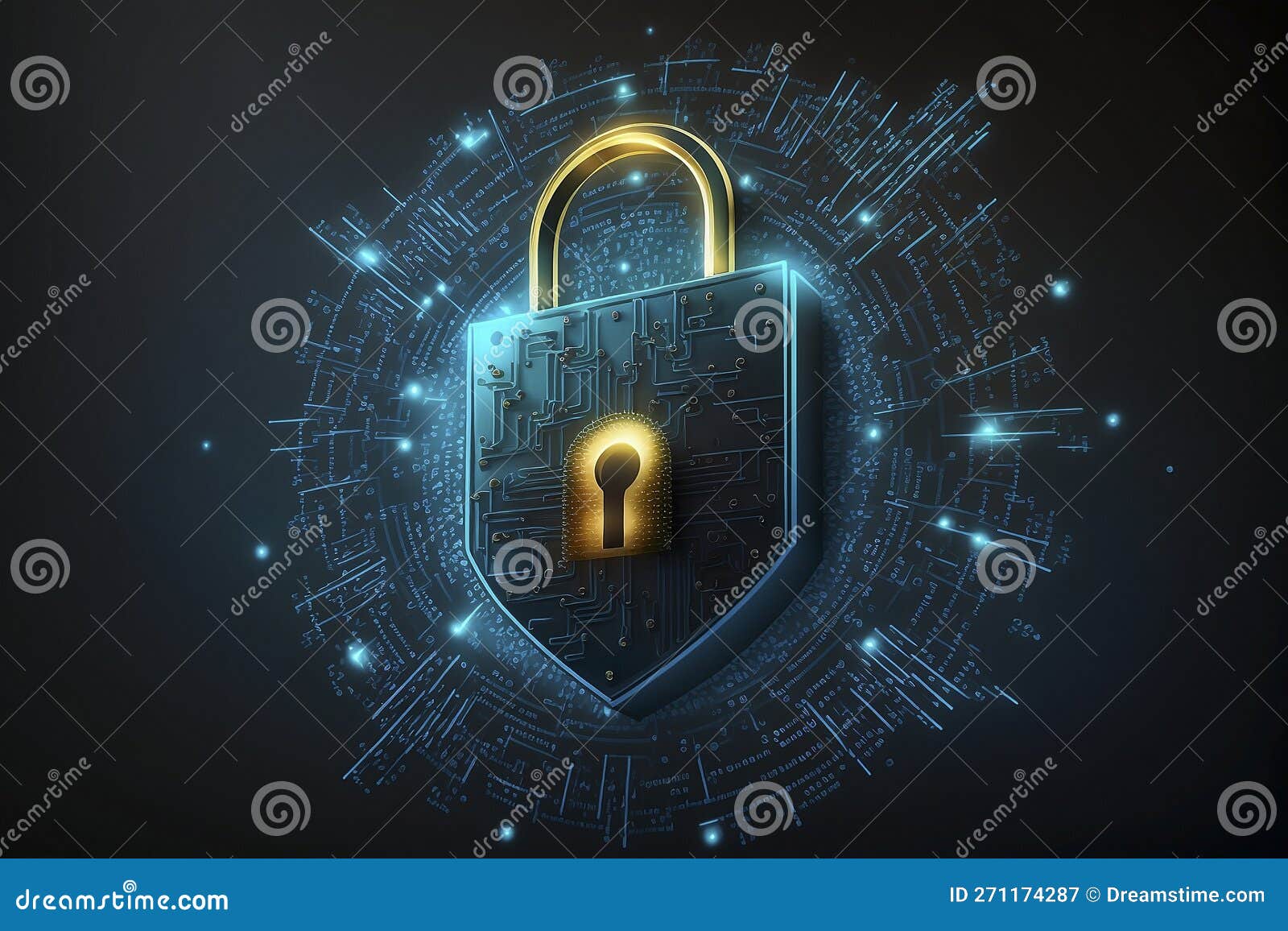 Security and Cybersecurity Concept Lock Symbol. Protection Against ...