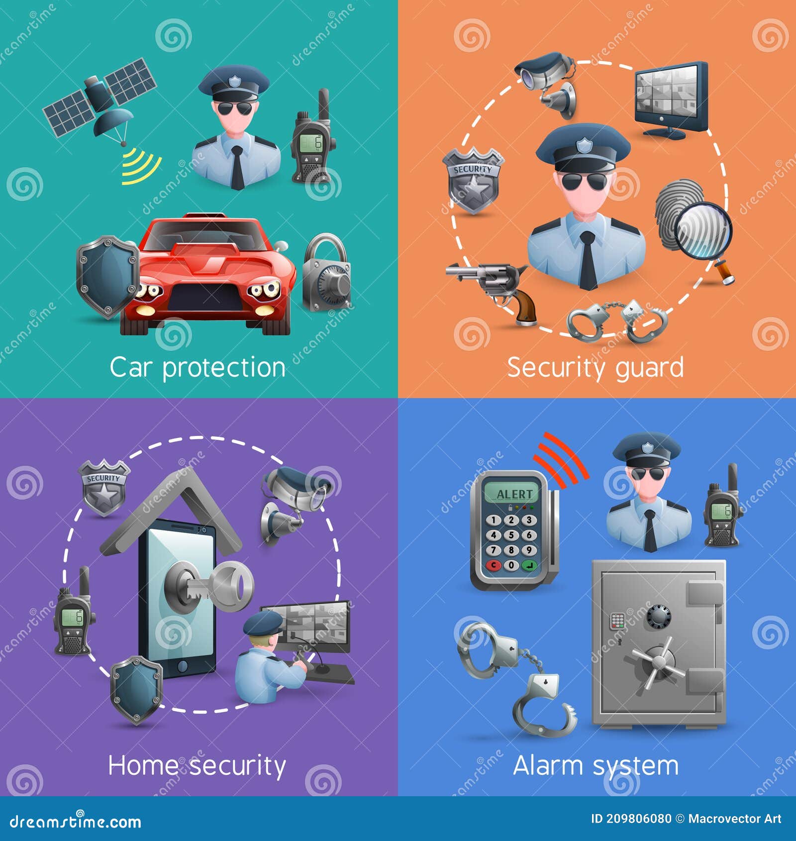 Security Design Concept Set Stock Vector - Illustration of camera ...