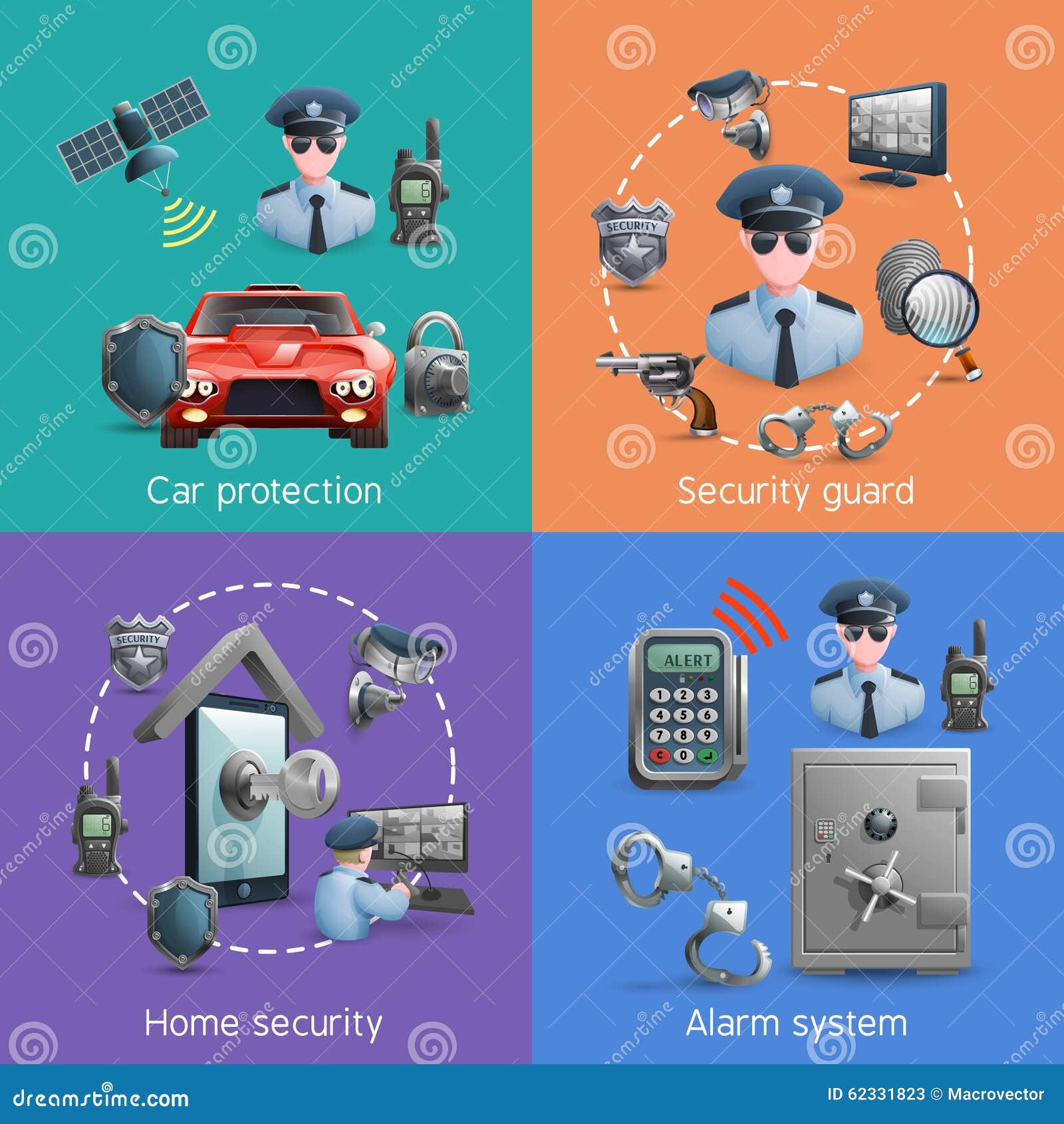 Security Design Concept Set Stock Vector - Illustration of operation ...