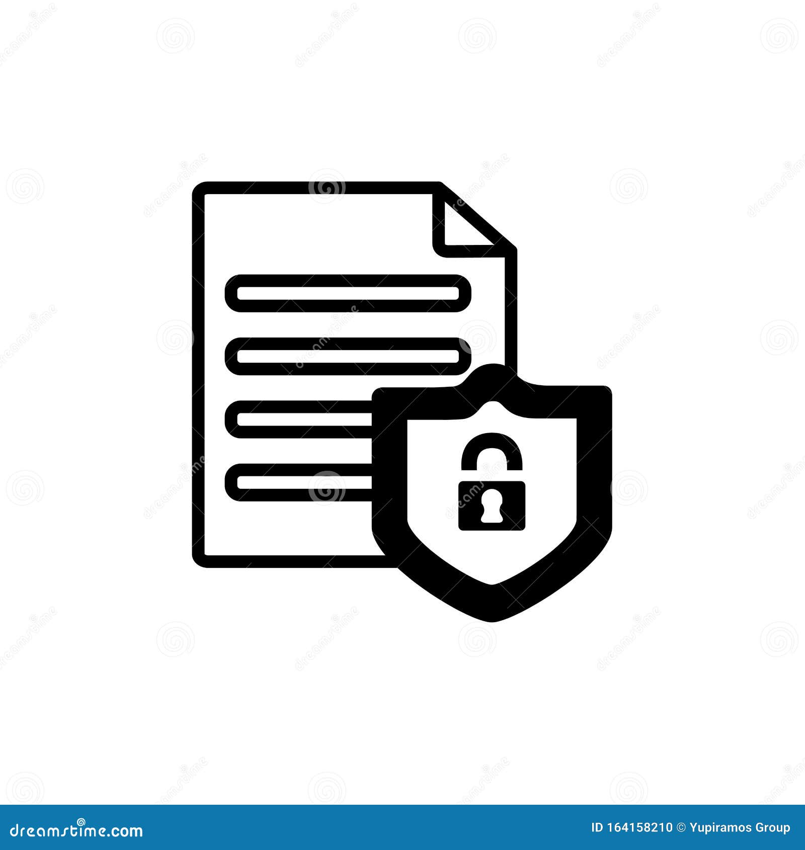 Security Document with Shield and Padlock Line Style Stock Vector ...