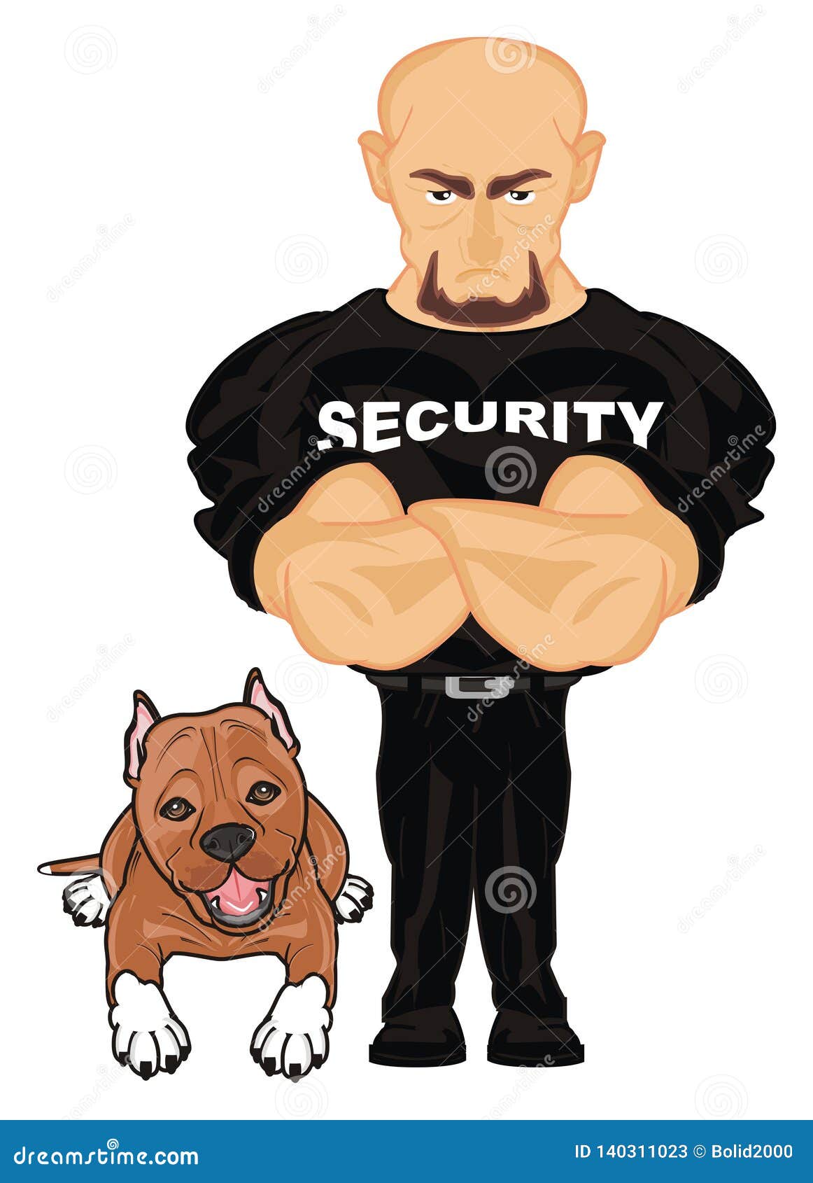 Security with a dog stock illustration. Illustration of rude - 140311023