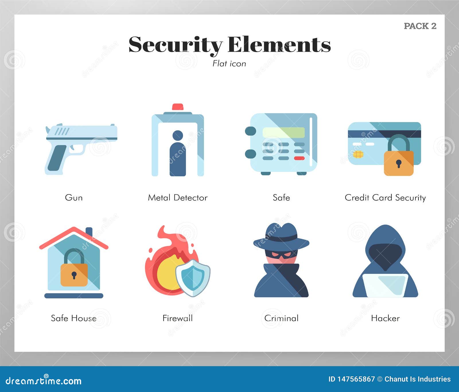 Security Elements Flat Pack Stock Vector - Illustration of identity ...