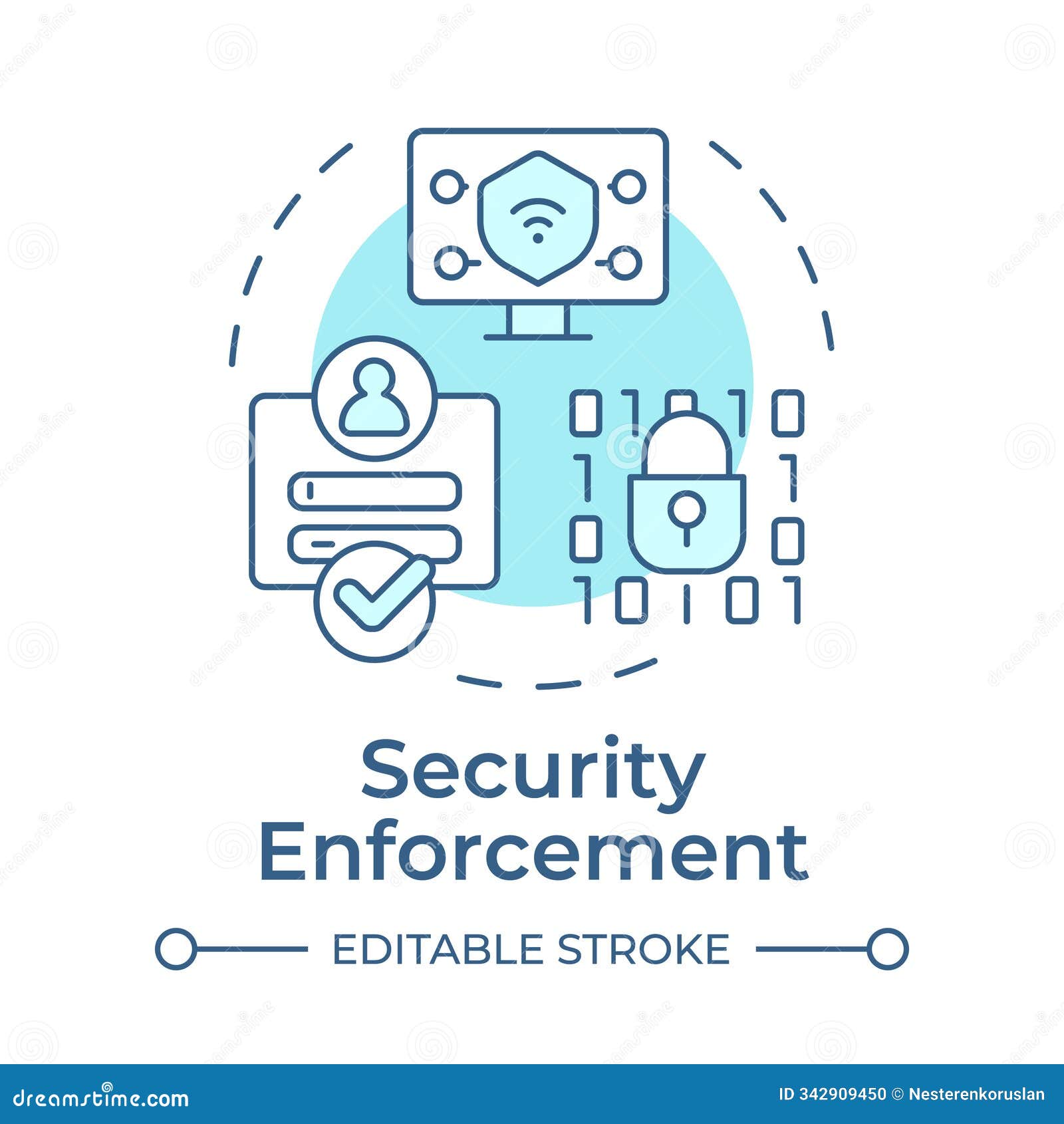 Security Enforcement Soft Blue Concept Icon Stock Illustration ...