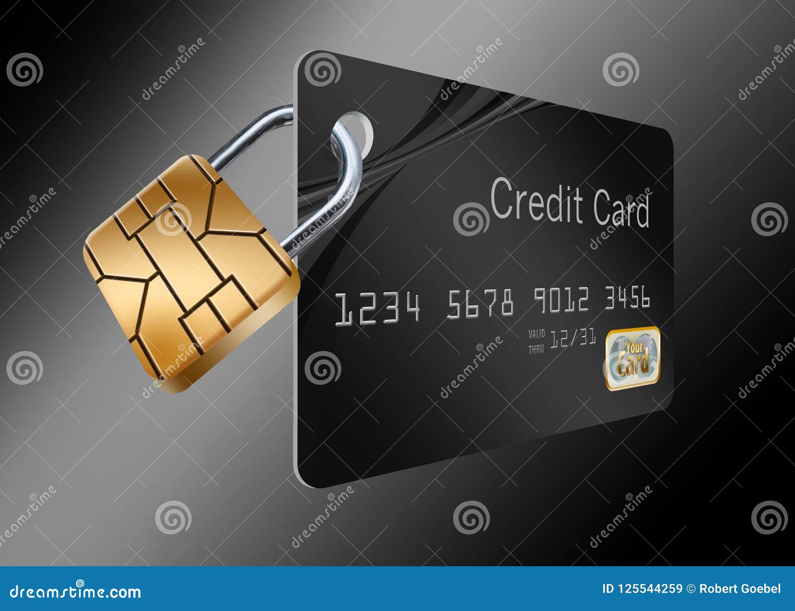A Security EVM Chip is Shown As a Padlock on a Credit Card. Stock ...