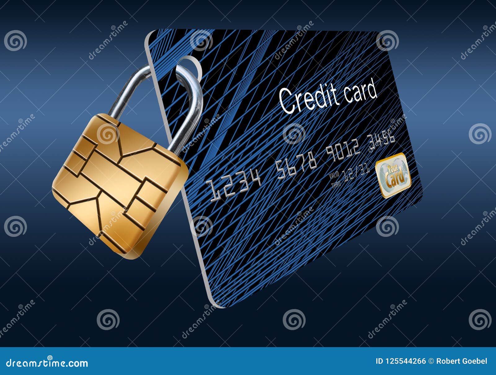 A Security EVM Chip is Shown As a Padlock on a Credit Card. Stock ...