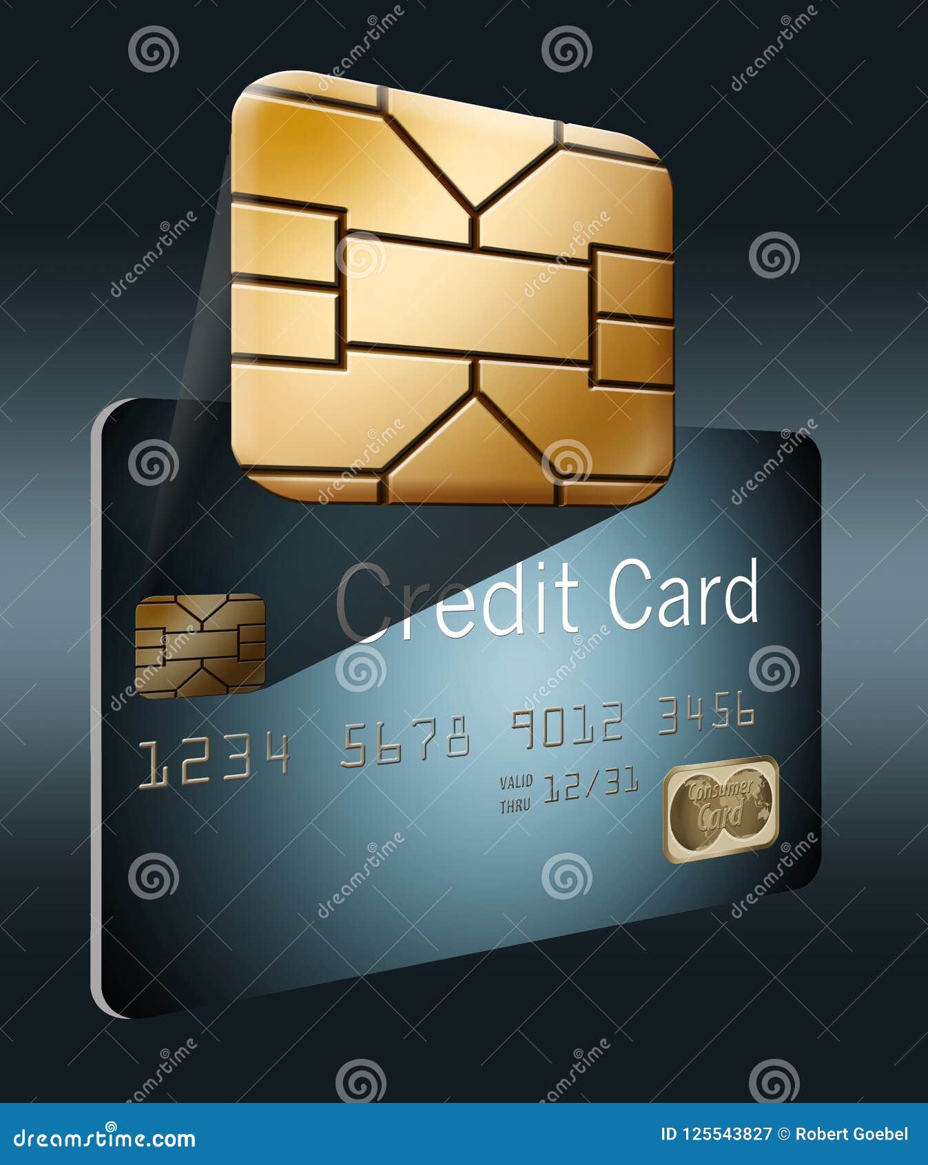 A Security EVM Chip is Shown in an Exploded View of a Credit Card ...