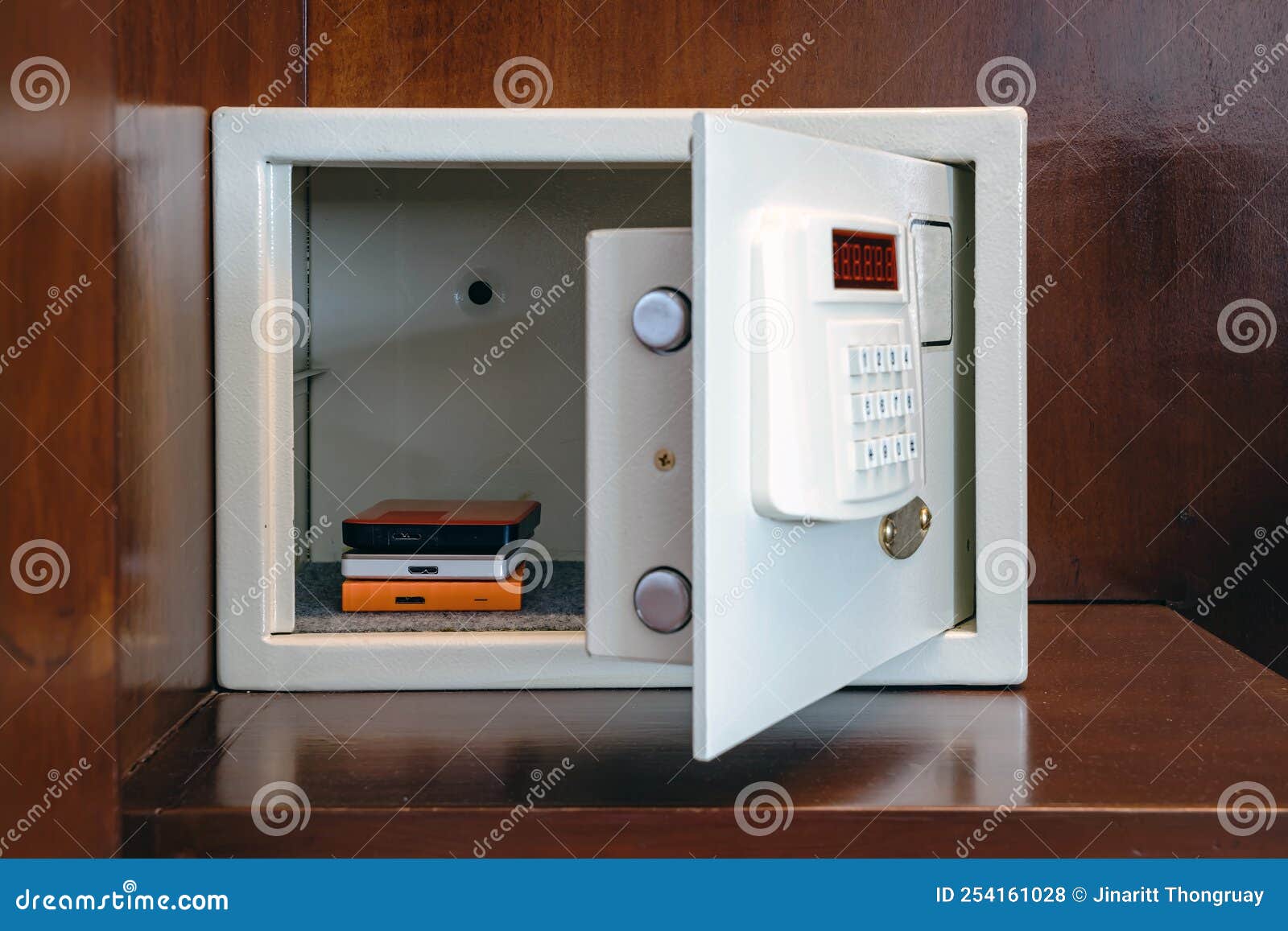 Security External Hard Drive in Open Metal Safe. External Hard Disk ...