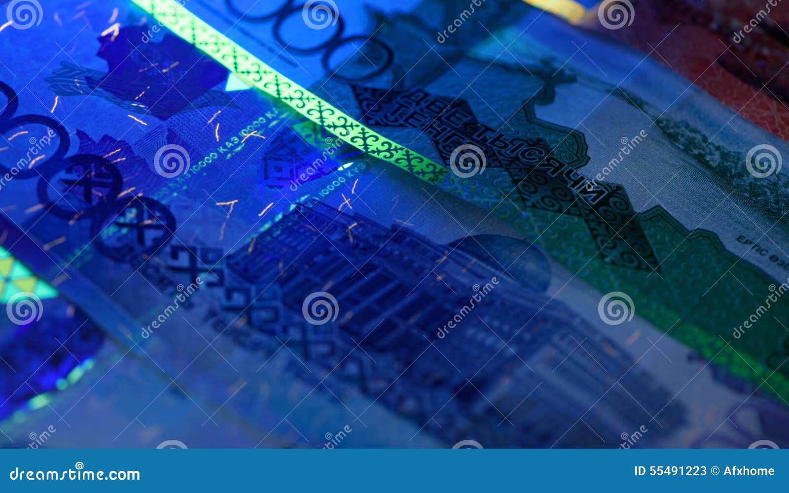 Security Features on Banknote in UV Light Protection Stock Image ...