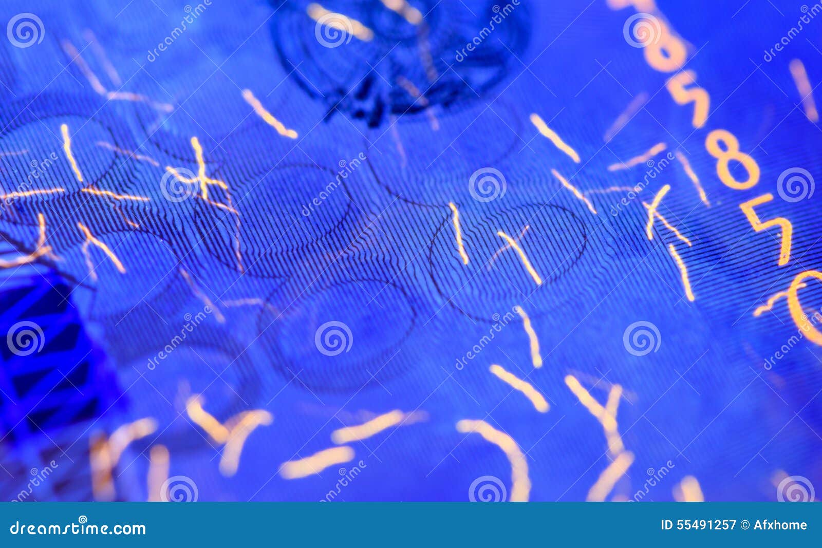 Security Features on Banknote in UV Light Protection Stock Image ...