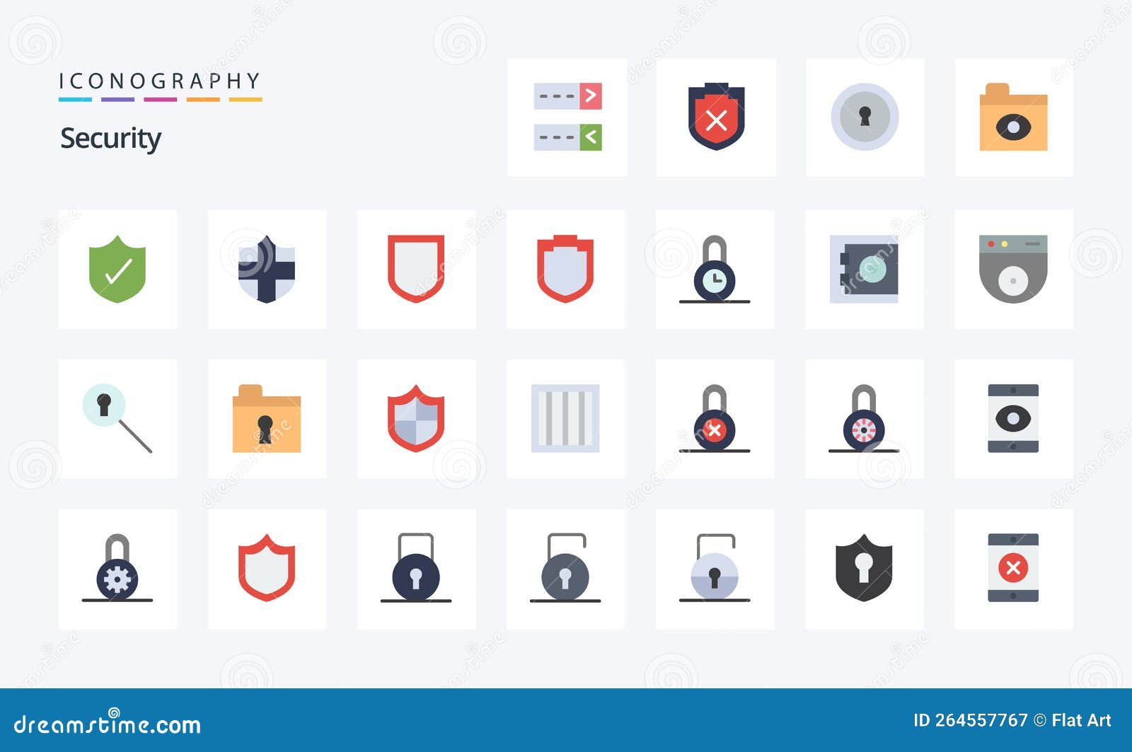 25 Security Flat Color Icon Pack Stock Vector - Illustration of protect ...