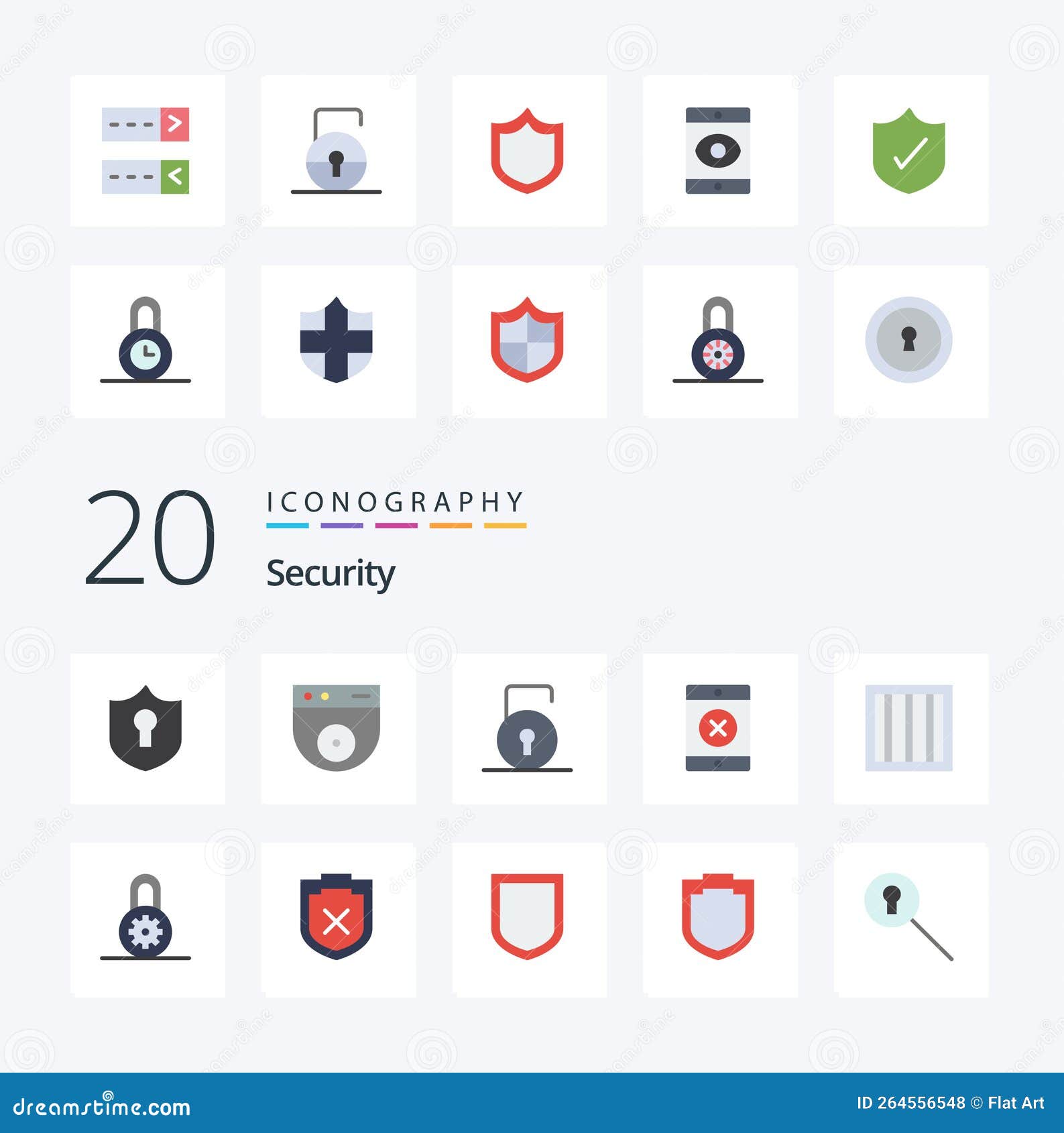 20 Security Flat Color Icon Pack Like Prison Criminal Protect ...