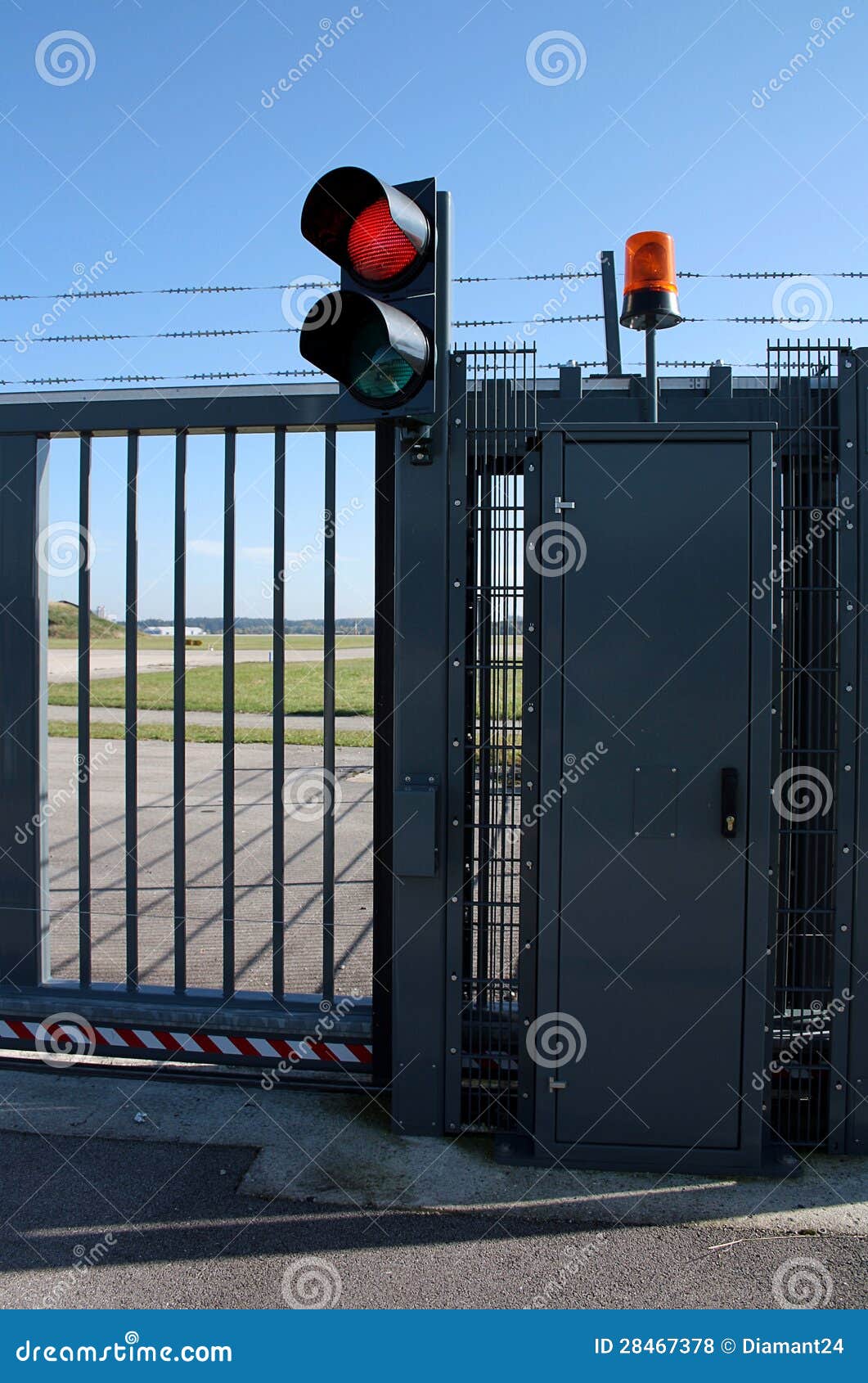 Security Gate with Red Light Stock Photo - Image of modern, home: 28467378