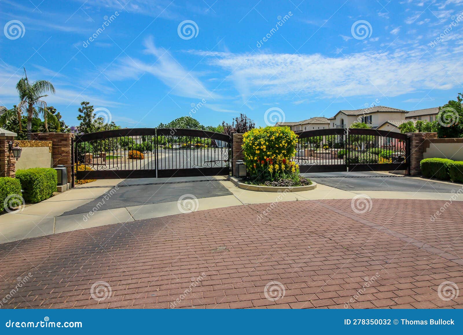 Security Gates at Housing Subdivision Stock Photo - Image of exit, tree ...