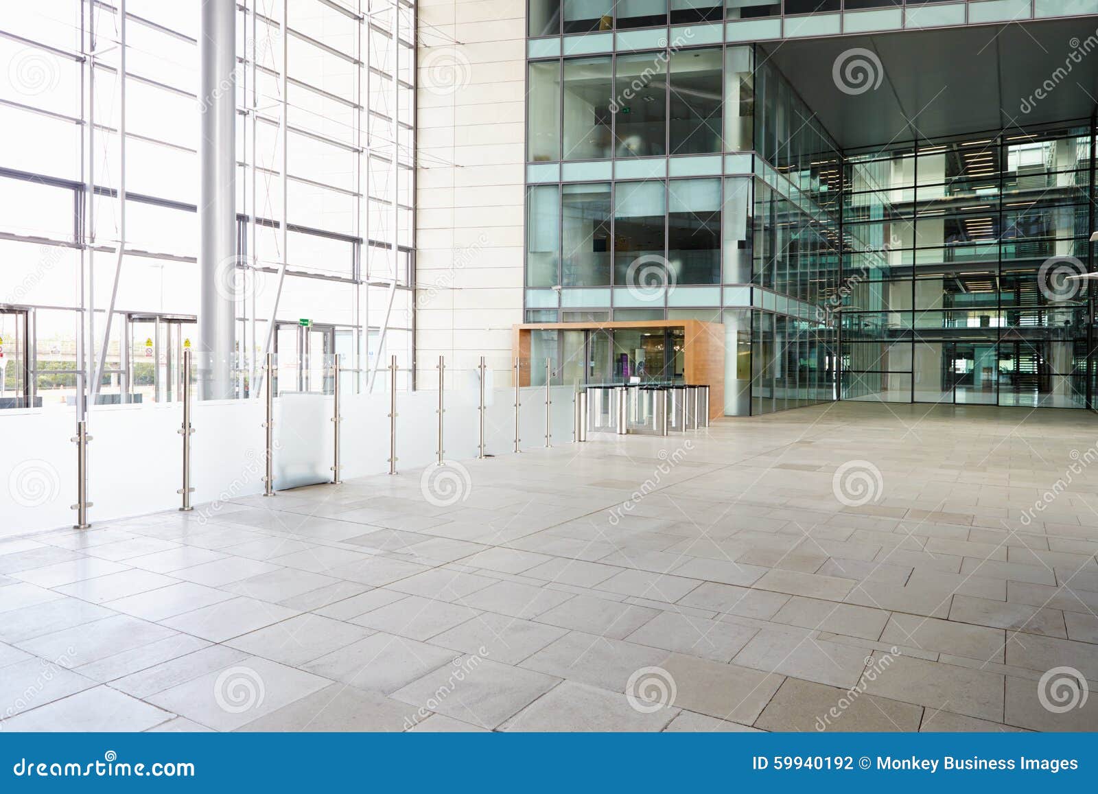 Security Gates in the Lobby of a Large Corporate Business Stock Photo ...