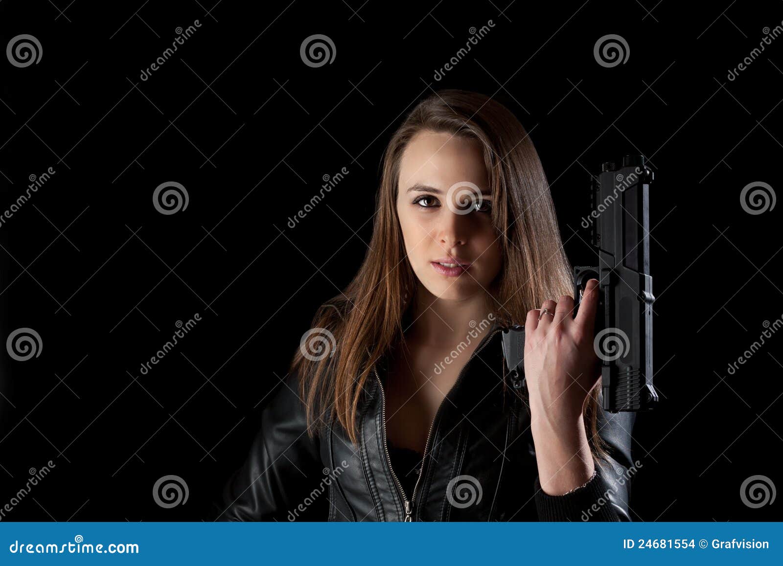 Security girl with gun stock photo. Image of safety, hunters - 24681554