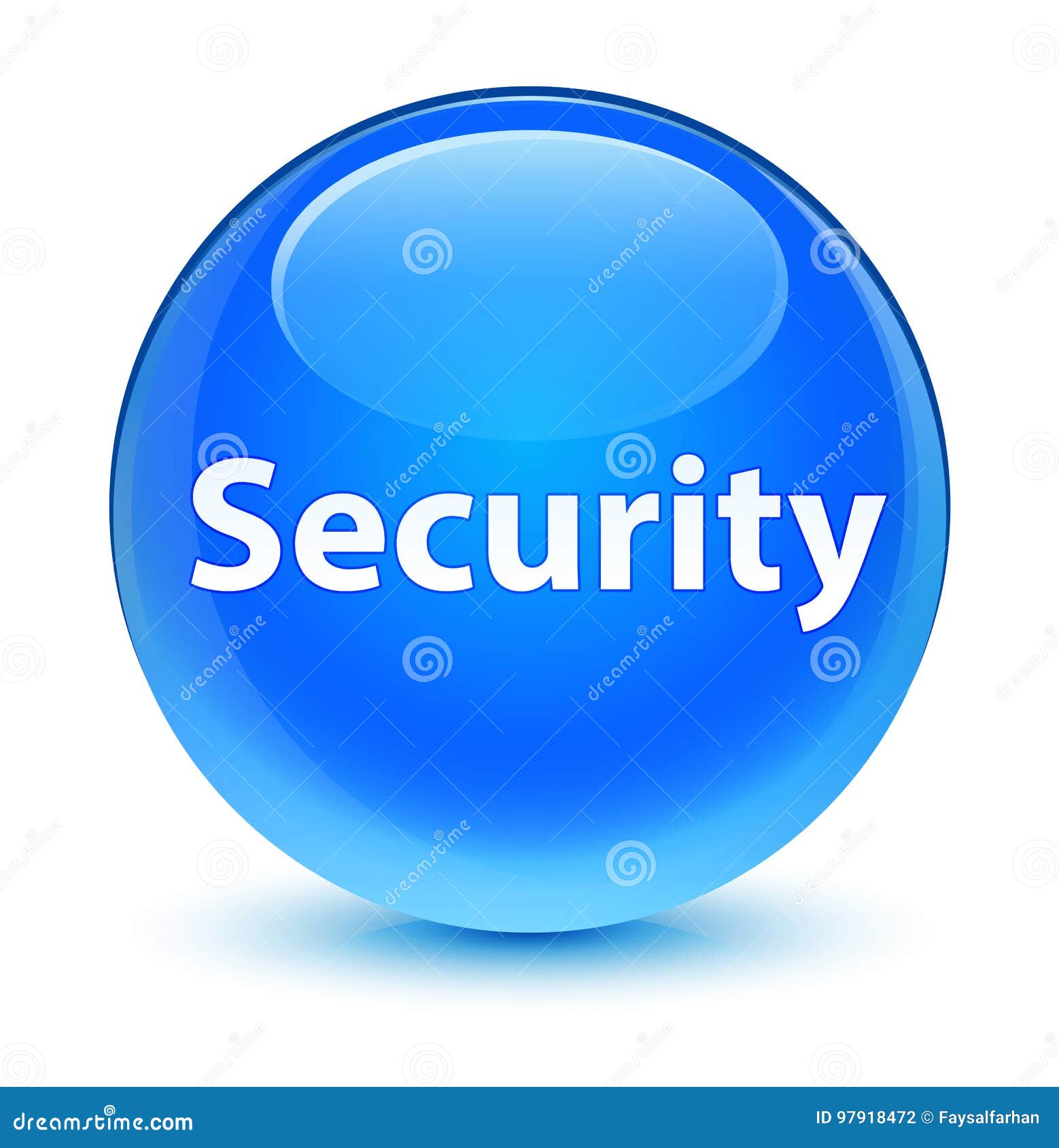 Security Glassy Cyan Blue Round Button Stock Illustration ...