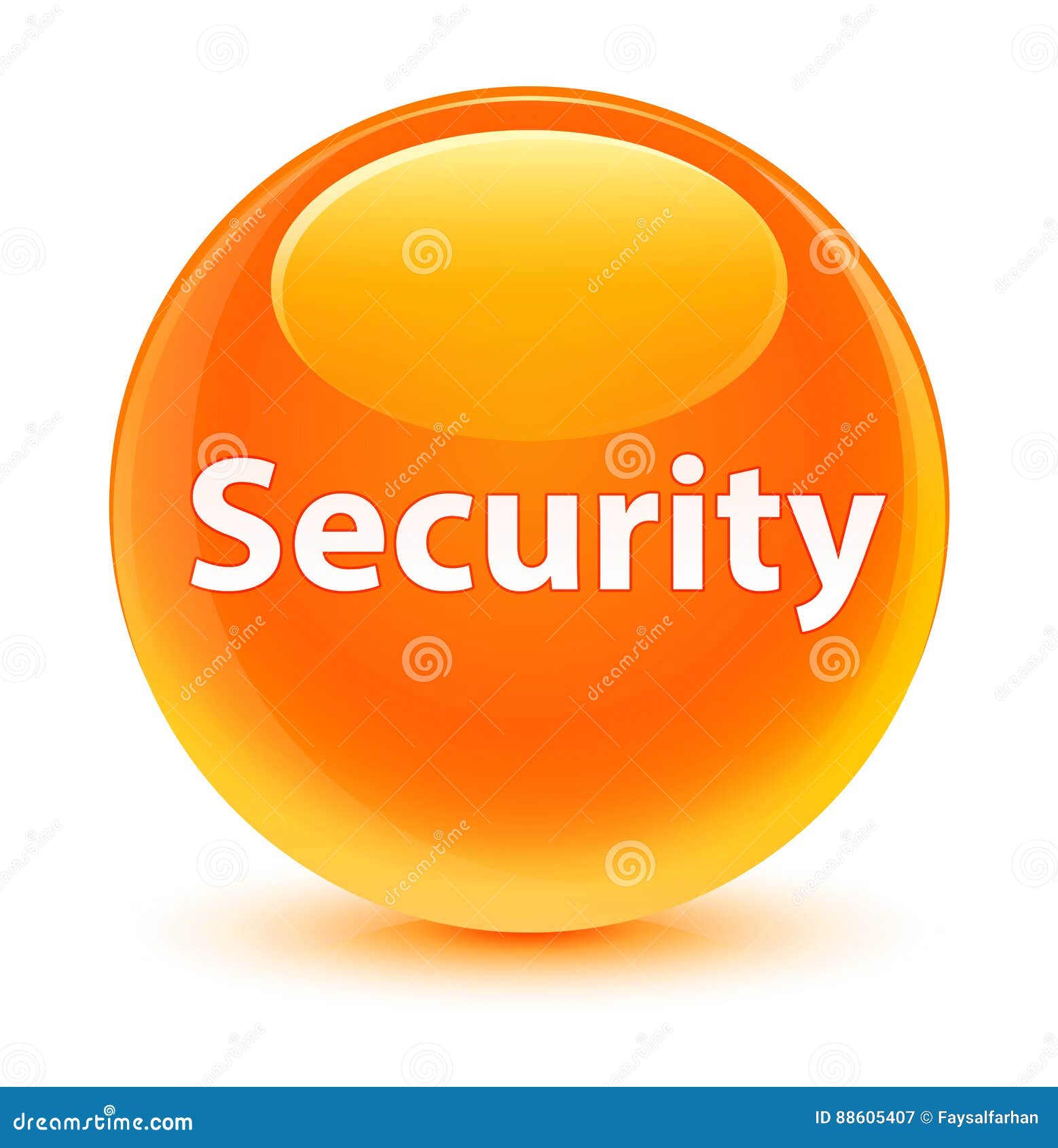 Security Glassy Orange Round Button Stock Illustration - Illustration ...