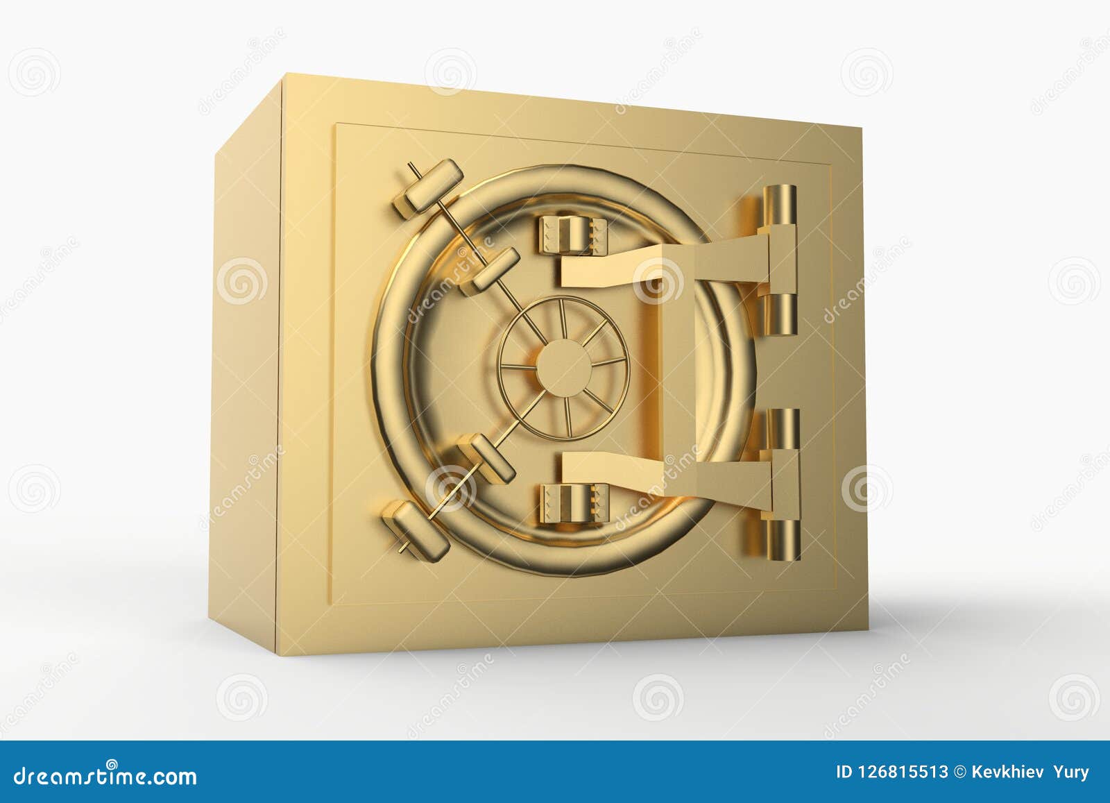 Security Golden Safe 3D Rendering Stock Illustration - Illustration of ...