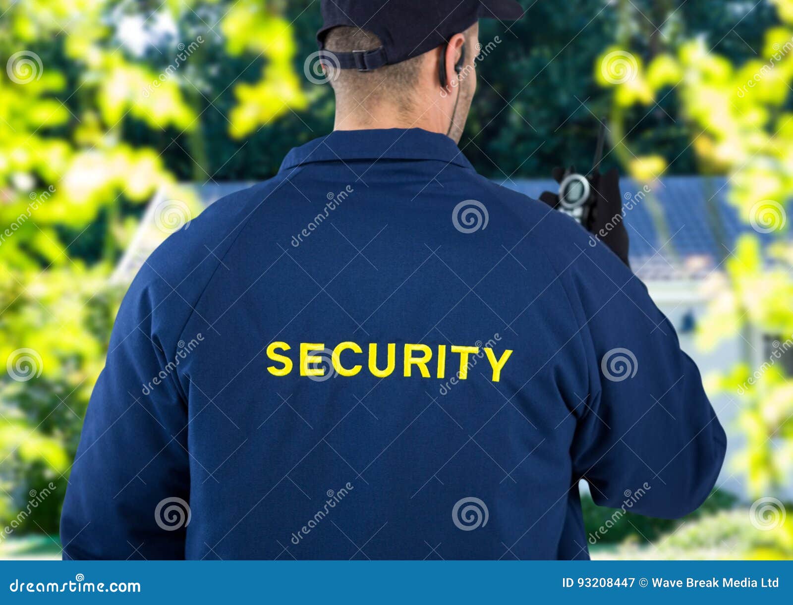Security Guard Back in Front of the House Stock Image - Image of ...