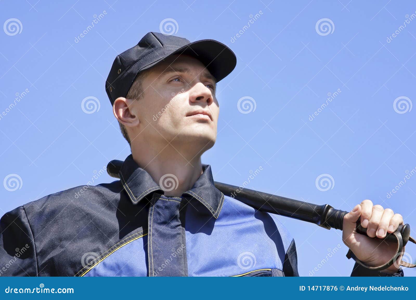 The Security Guard with a Bludgeon Stock Photo - Image of deputy ...