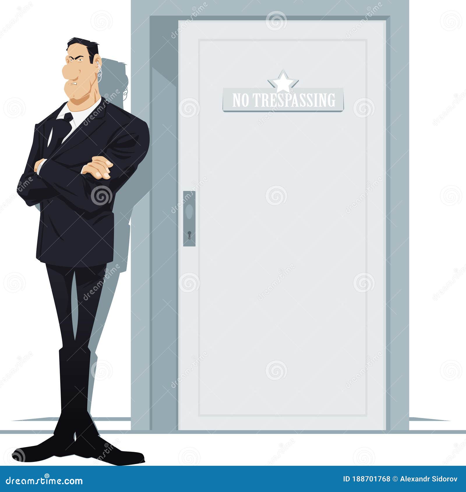 Security Guard or Bouncer Working at Door Stock Vector - Illustration ...