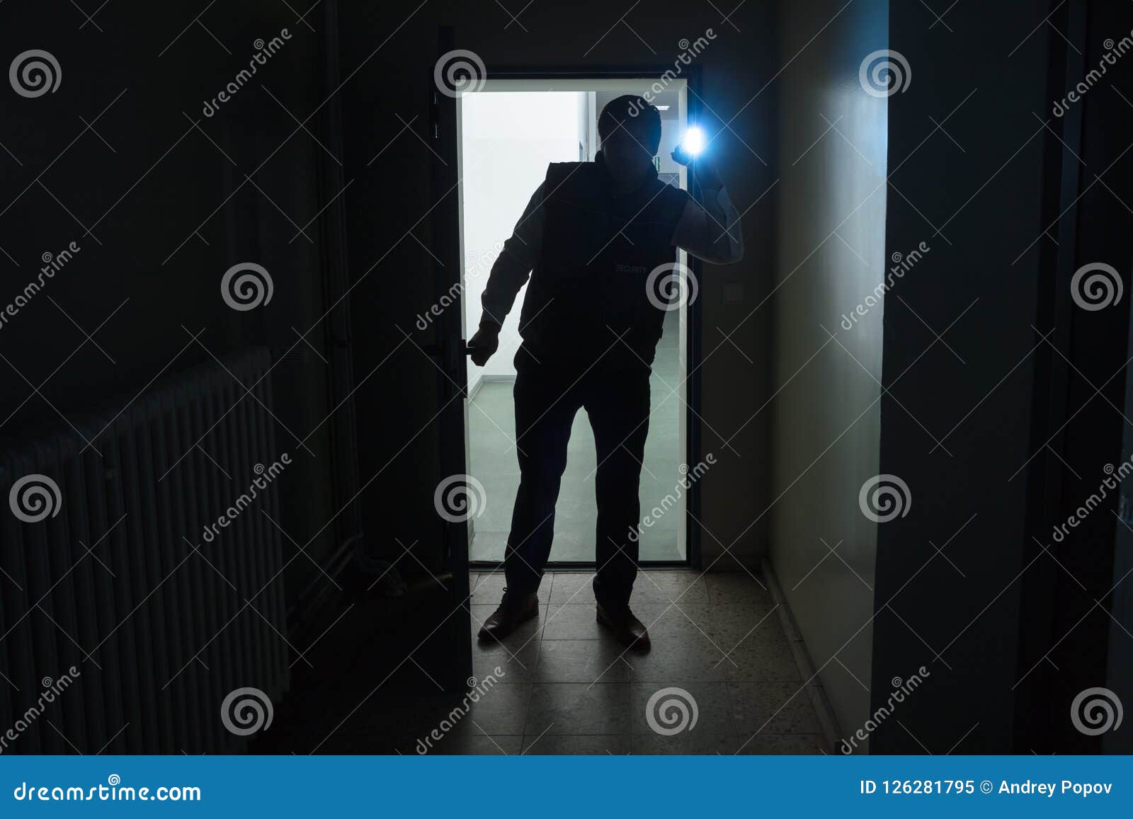 Security Guard Checking Office Stock Image - Image of interior ...