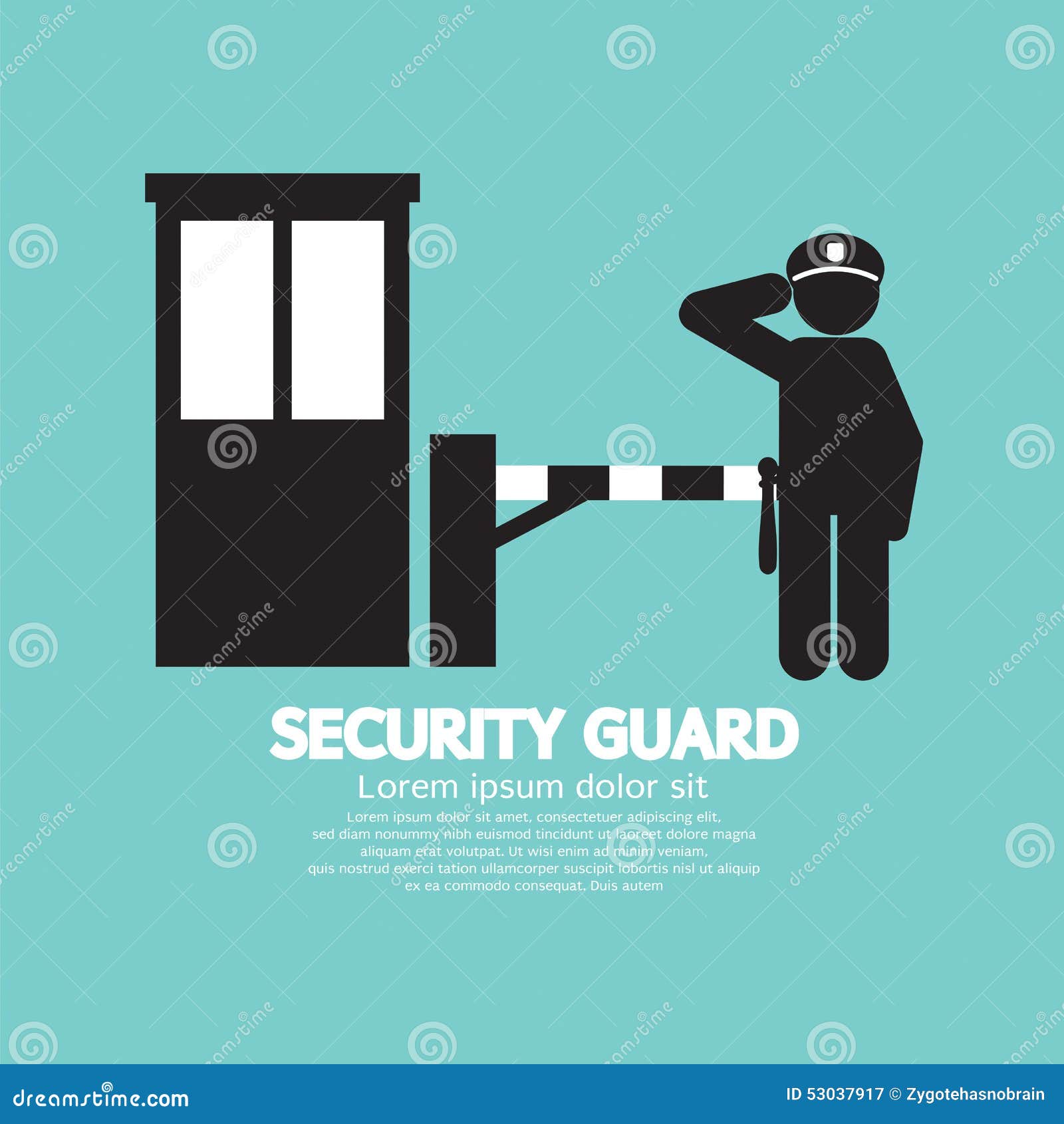 Security Guard With Closed Barrier Gate Stock Vector - Image: 53037917
