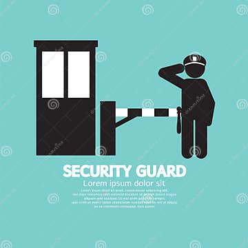 Security Guard with Closed Barrier Gate Stock Vector - Illustration of ...
