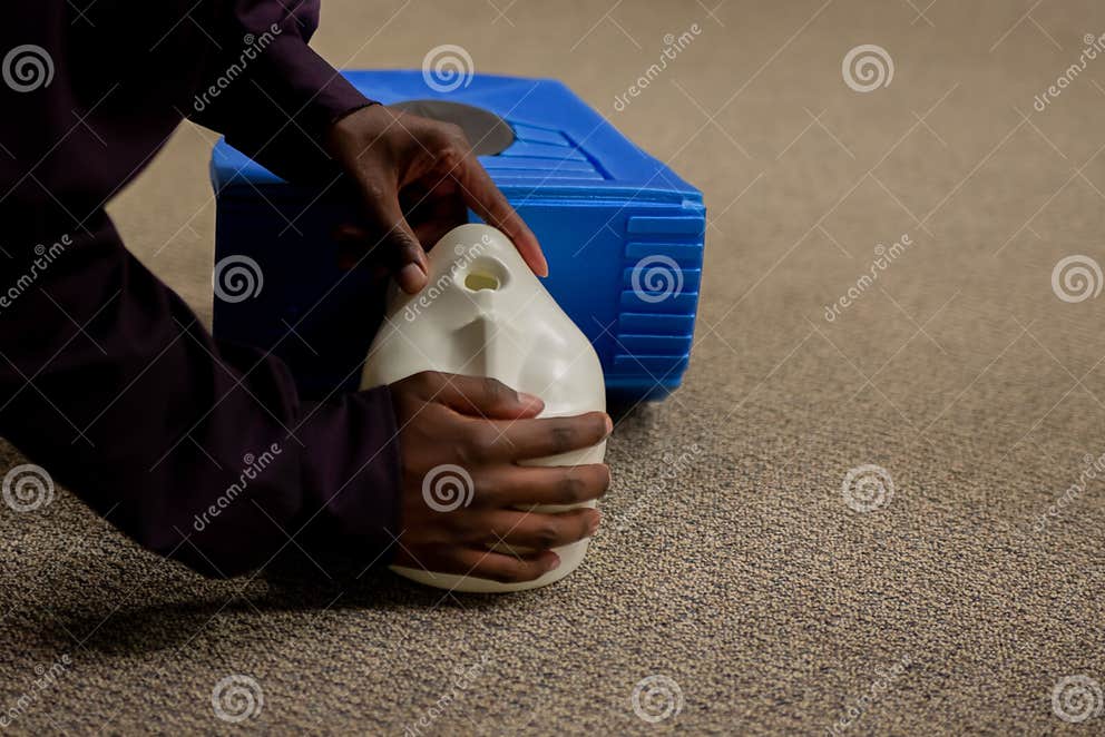 Security Guard Training for CPR First Aid with the AED. Stock Image ...