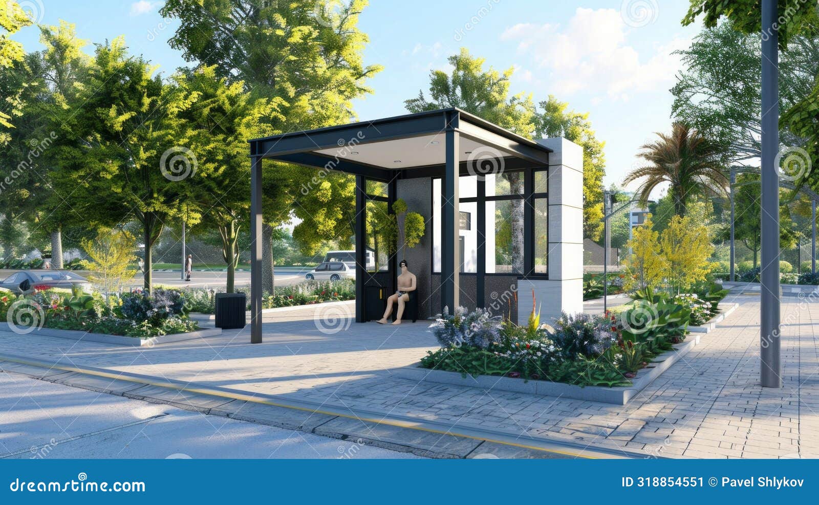 Security Guard Controlling Room, Entrance Gate Stock Illustration ...