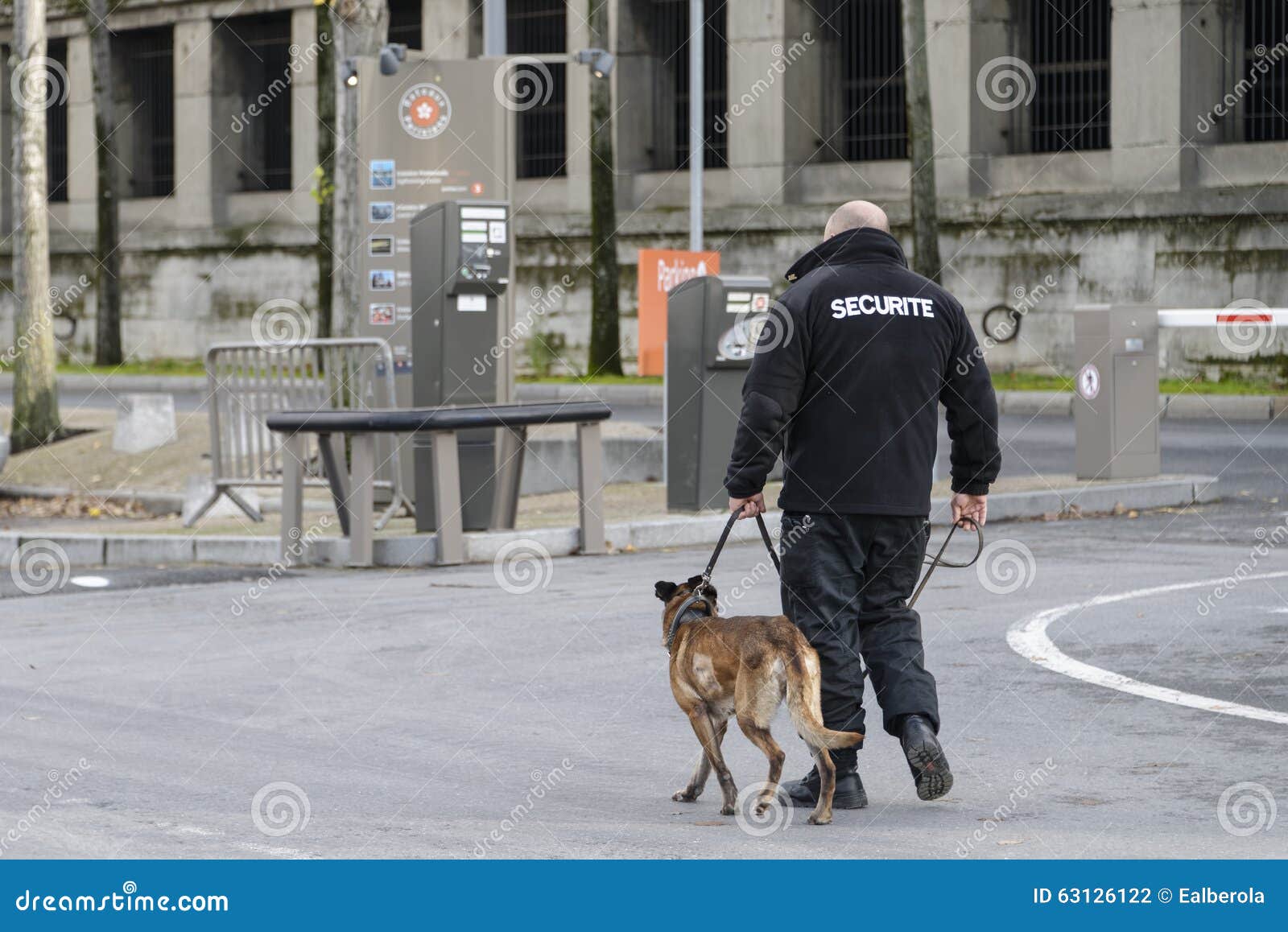 Security guard with a dog editorial photography. Image of guard - 63126122