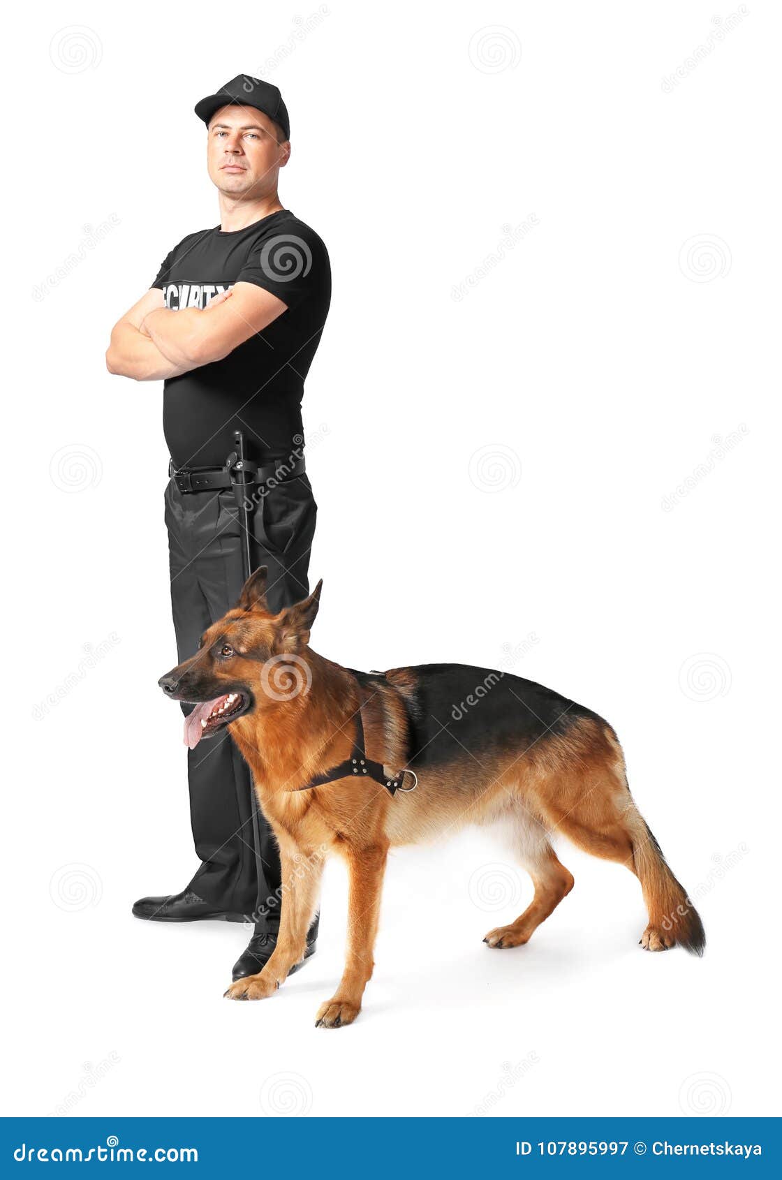 Security guard with dog stock image. Image of business - 107895997