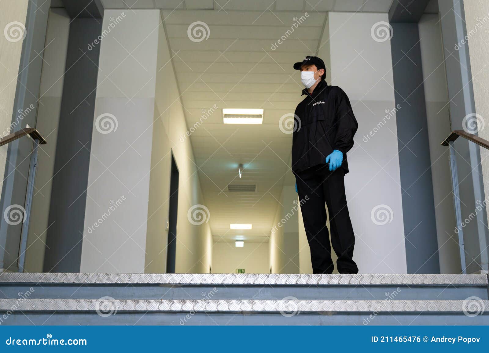 Security Guard in Face Mask Stock Photo - Image of bodyguard, security ...