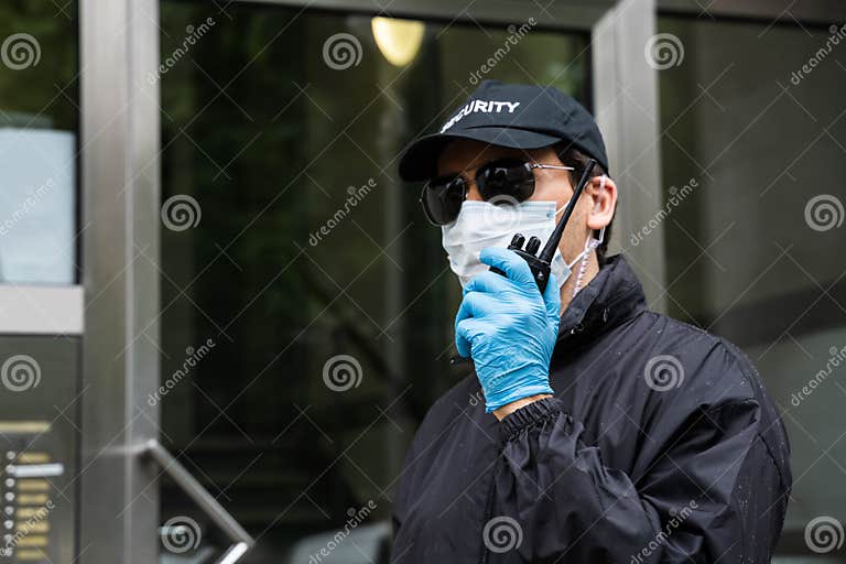 Security Guard in Face Mask Stock Image - Image of defense, covid ...