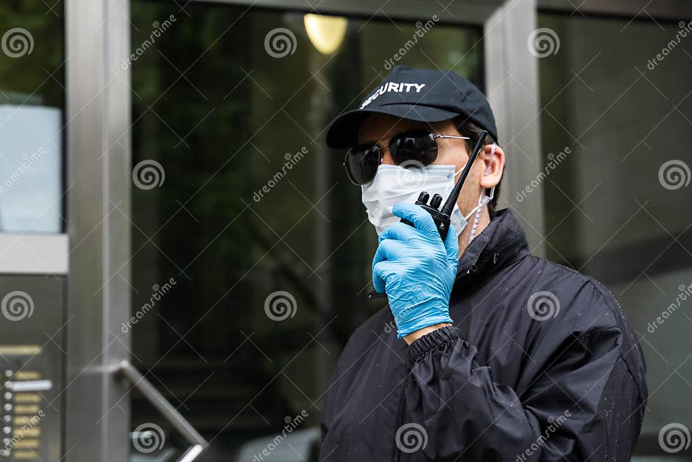 Security Guard in Face Mask Stock Image - Image of defense, covid ...
