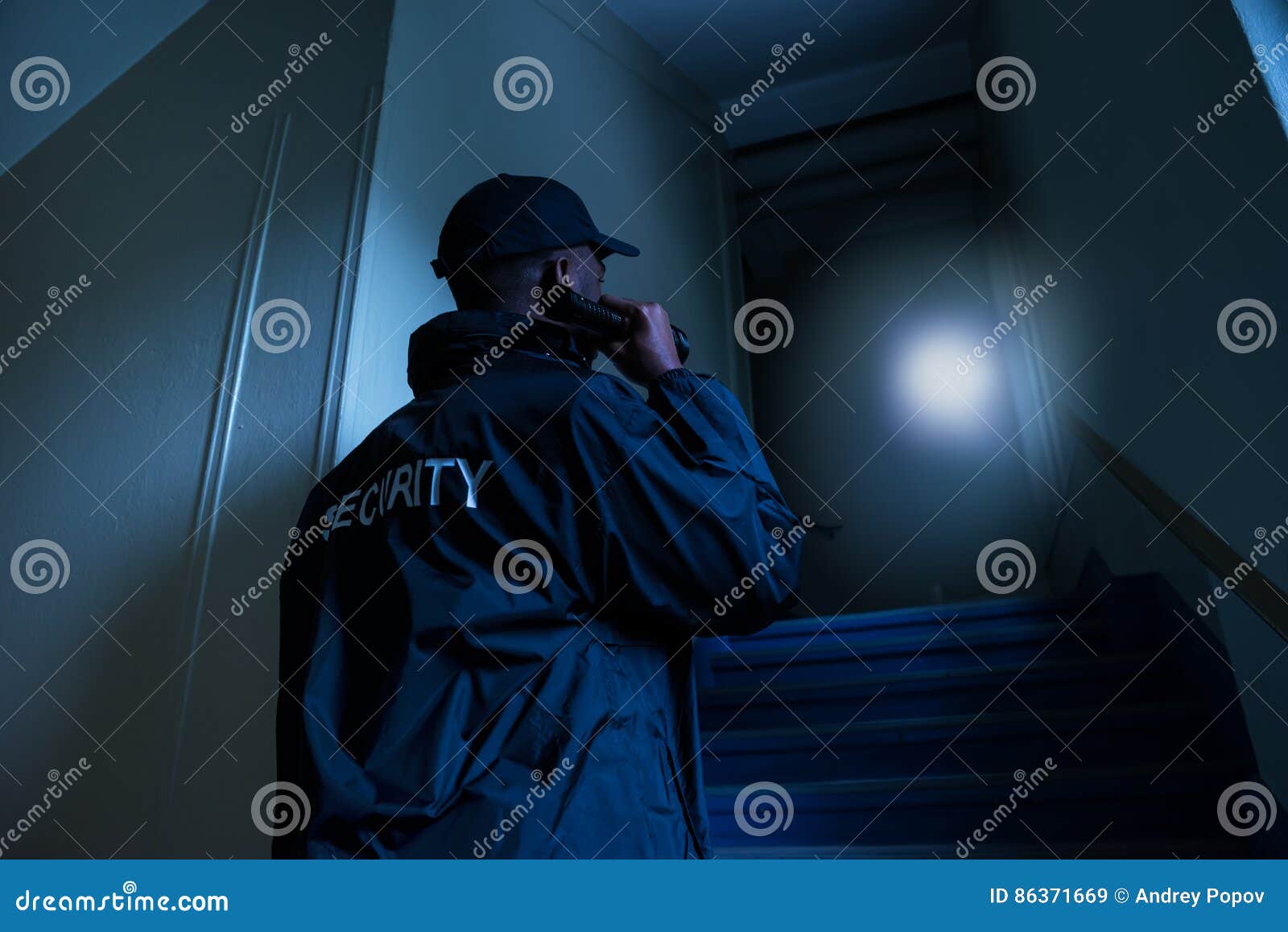Security Guard with Flashlight Stock Image - Image of officer, indoor ...