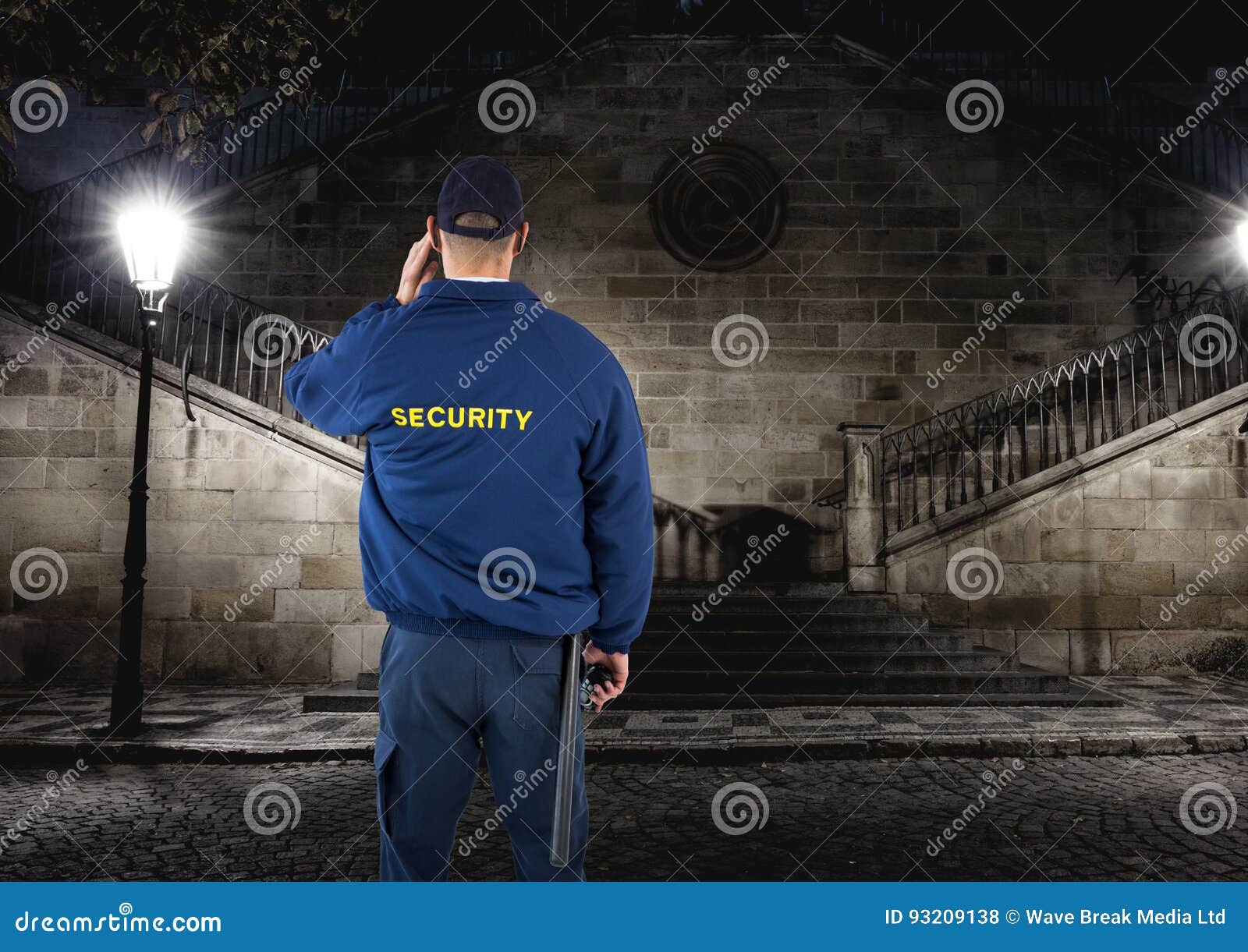 Security Guard Guarding the Park at Night Stock Photo - Image of ...