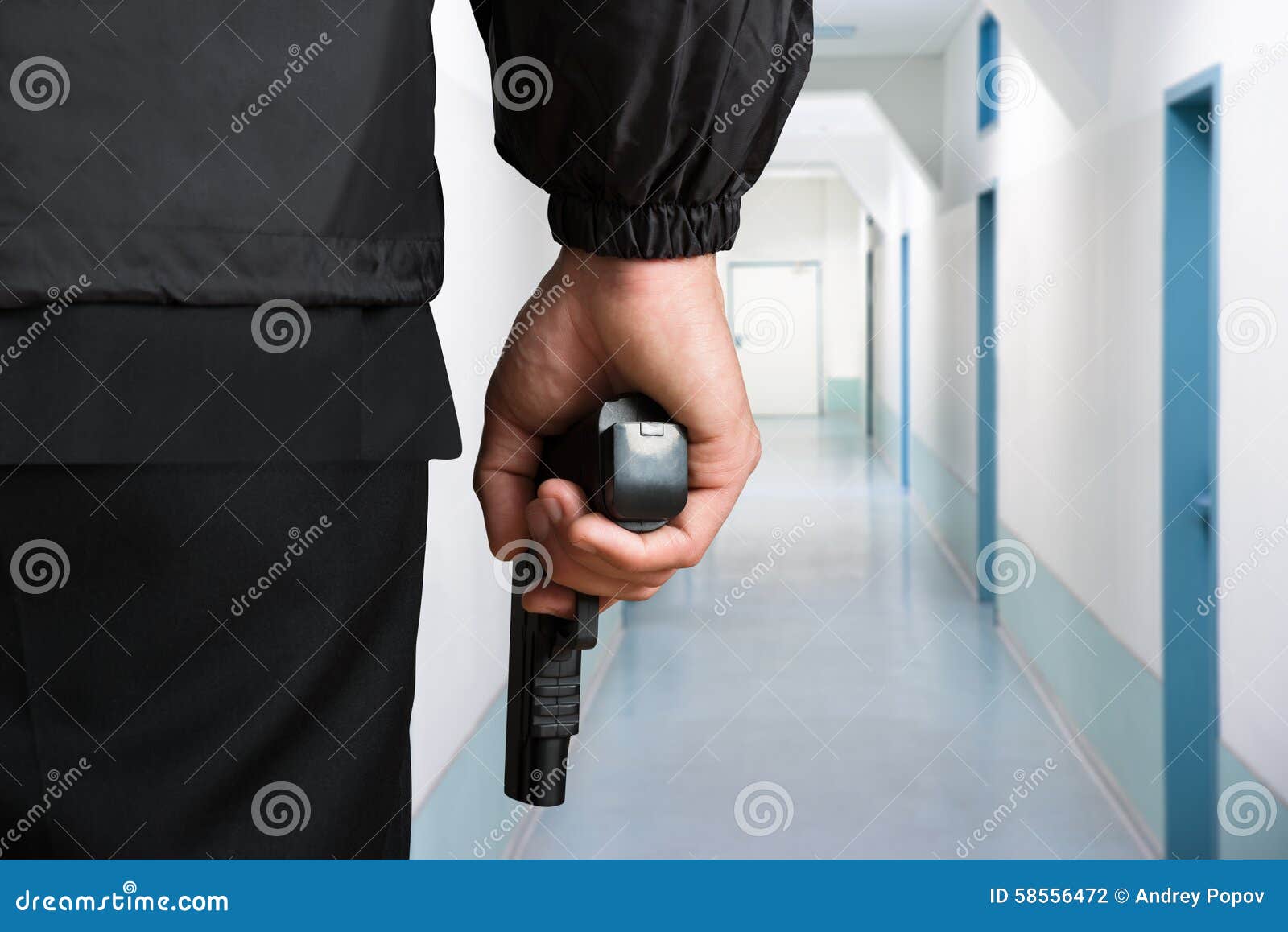 Security Guard Hands with Pistol Stock Photo - Image of pant, black ...