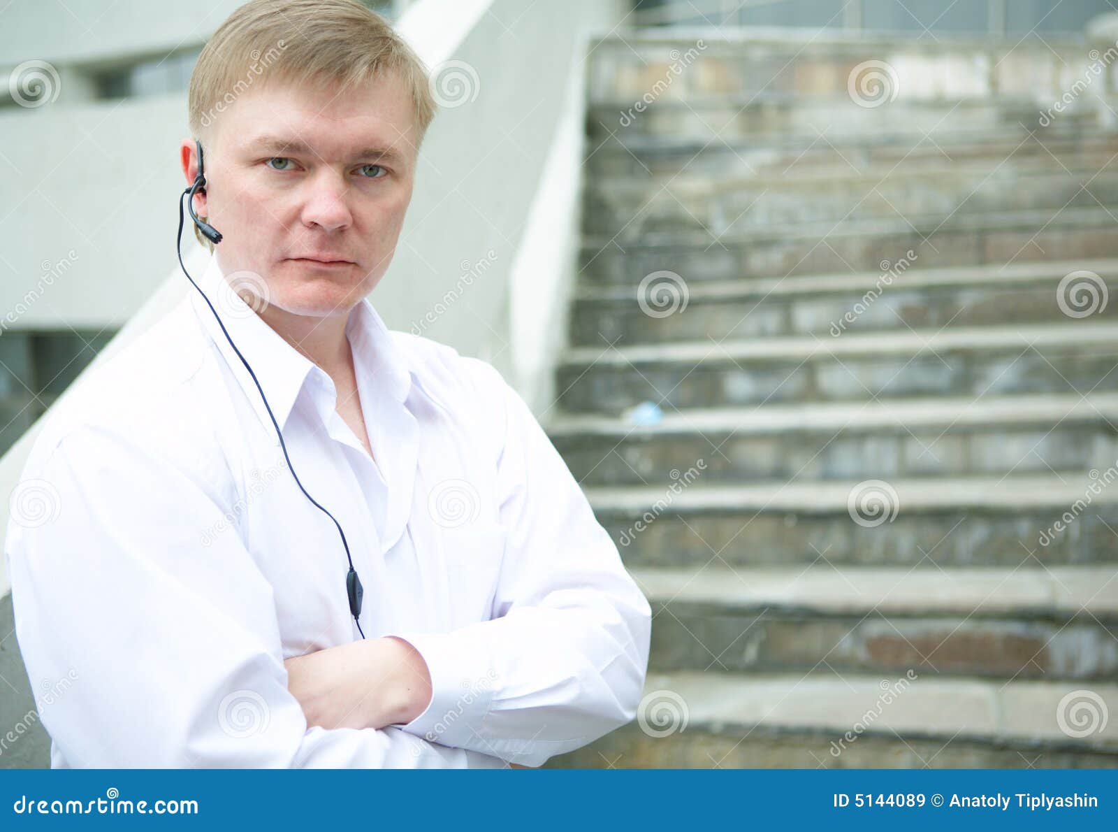 Security Guard in Head Phone Stock Image - Image of stern, construction ...