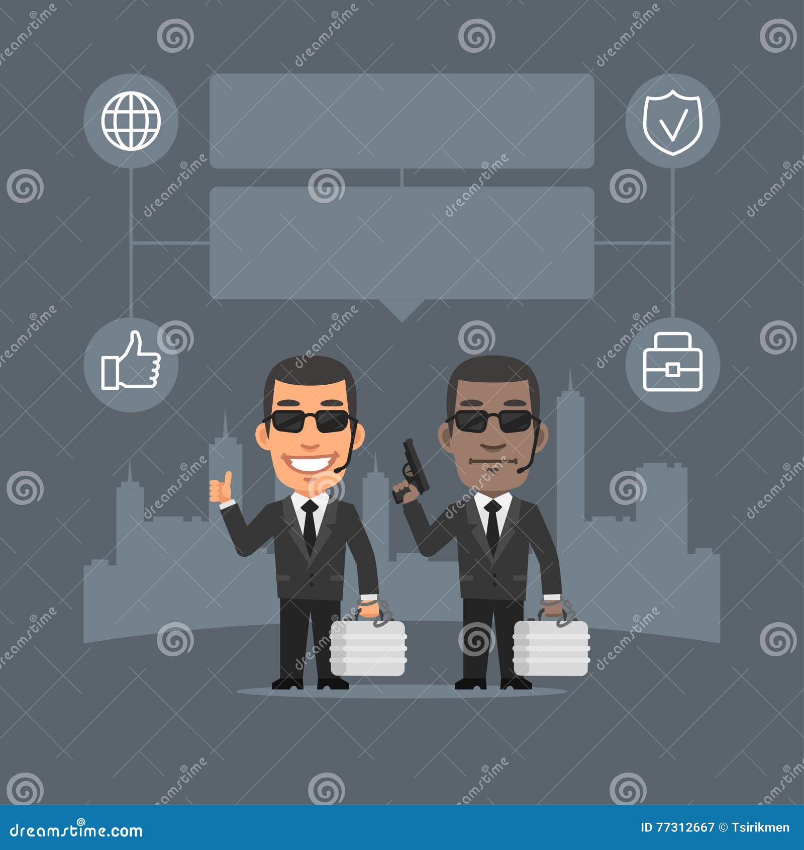Security Guard Holding Gun and Suitcase Concept Stock Vector ...