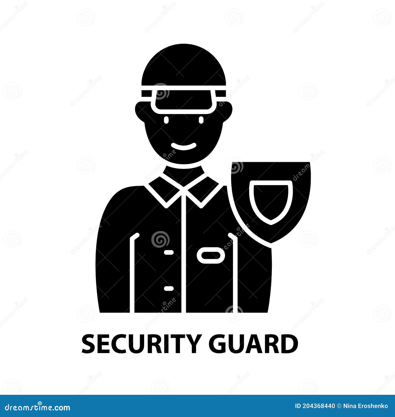 Security Guard Icon, Black Vector Sign with Editable Strokes, Concept ...