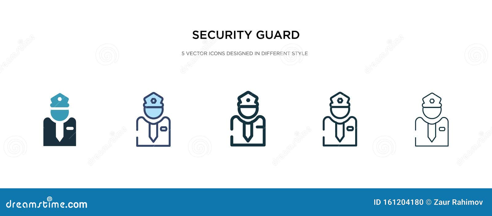 Security Guard Icon in Different Style Vector Illustration. Two Colored ...