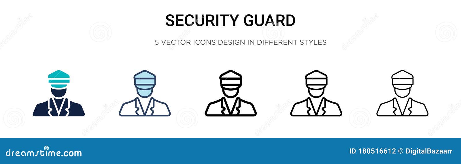 Security Guard Icon in Filled, Thin Line, Outline and Stroke Style ...
