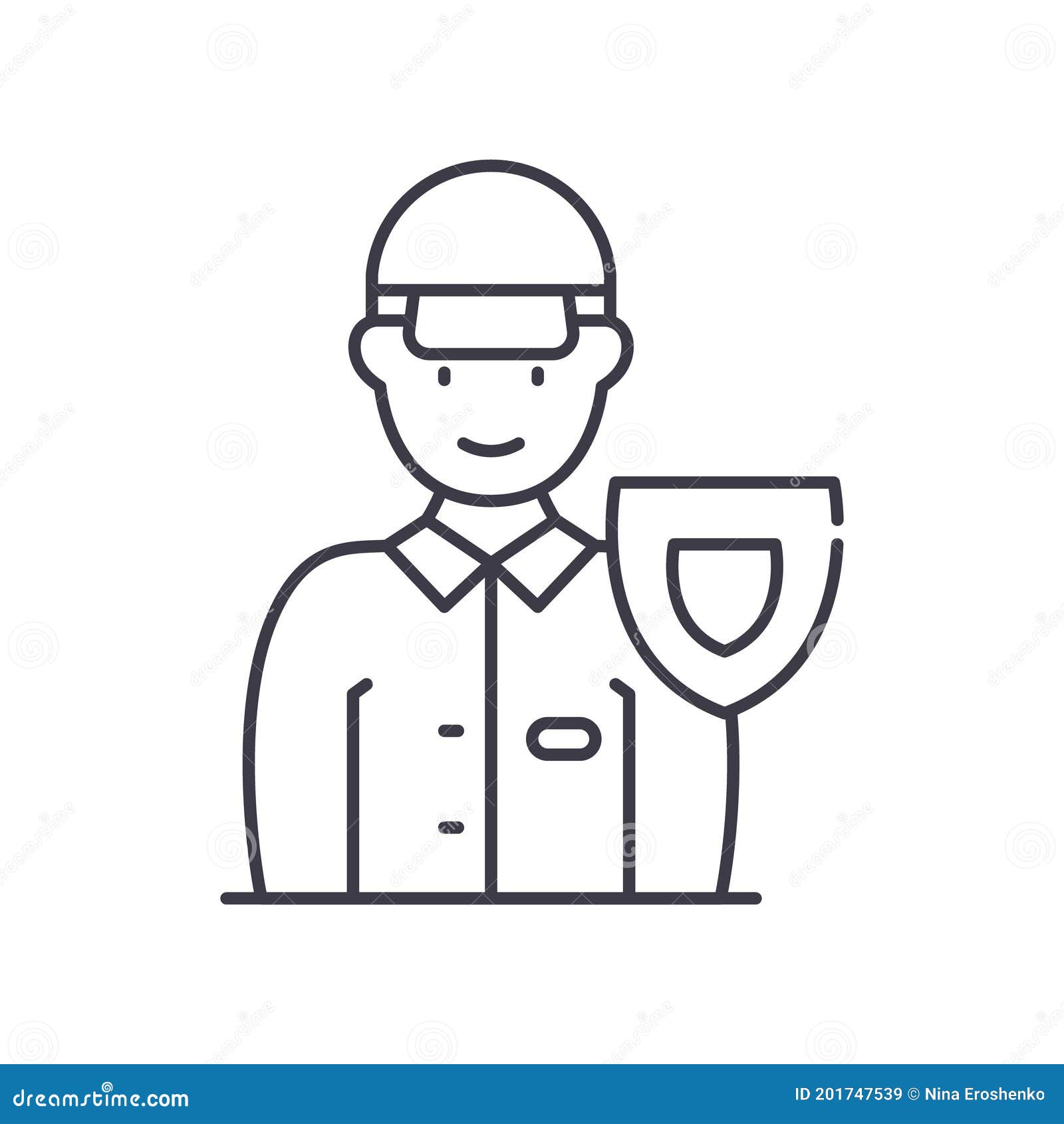 Security Guard Icon, Linear Isolated Illustration, Thin Line Vector ...