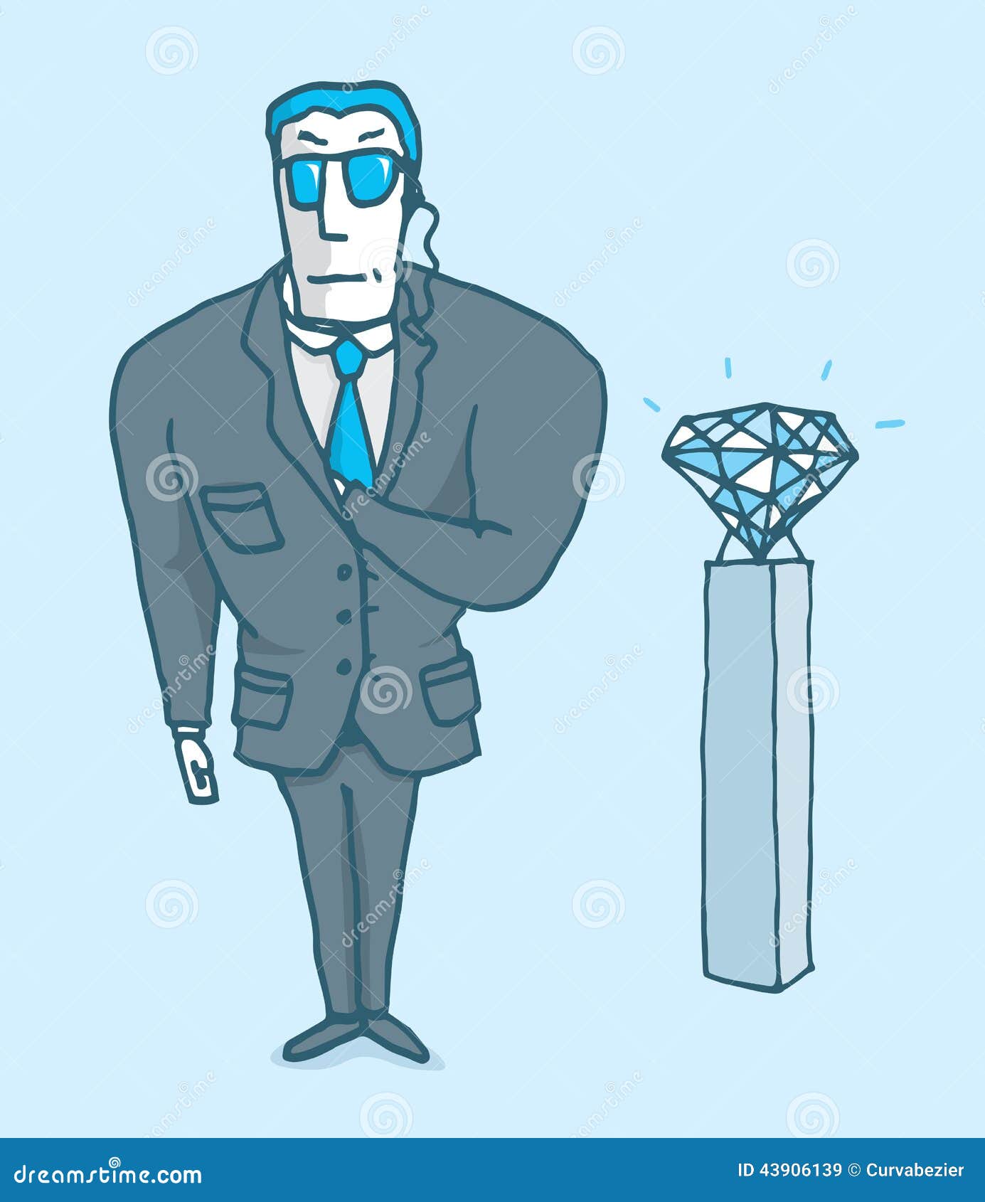 Security Guard Looking after Diamond Stock Vector - Illustration of ...