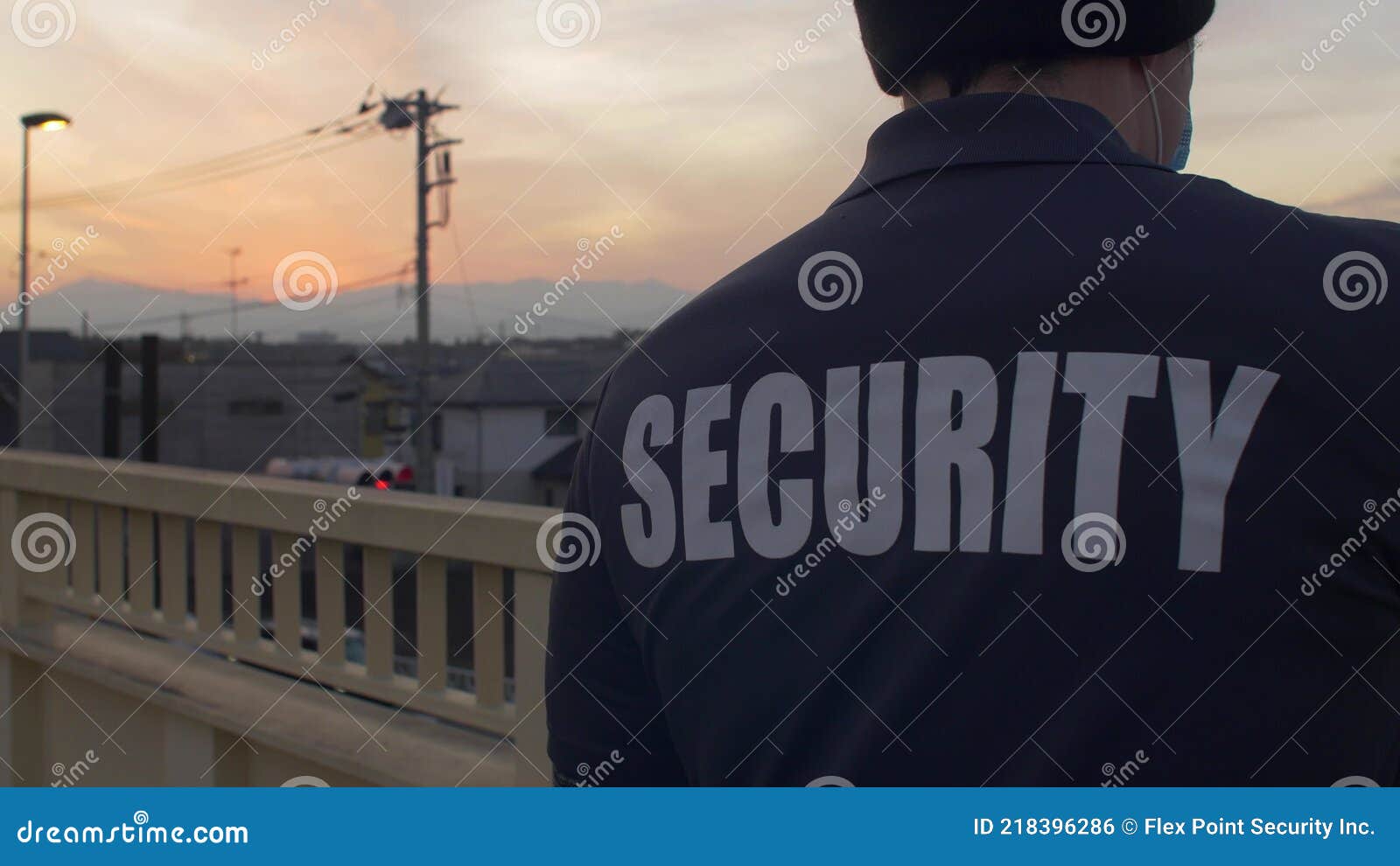 Security Guard Looking Down Street and Sunset Stock Footage - Video of ...
