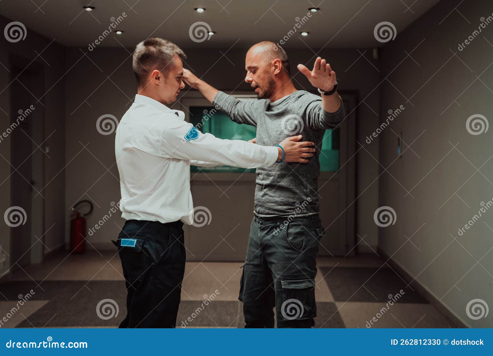 Security Guard Making Body Searching Procedure on Man for Finding ...